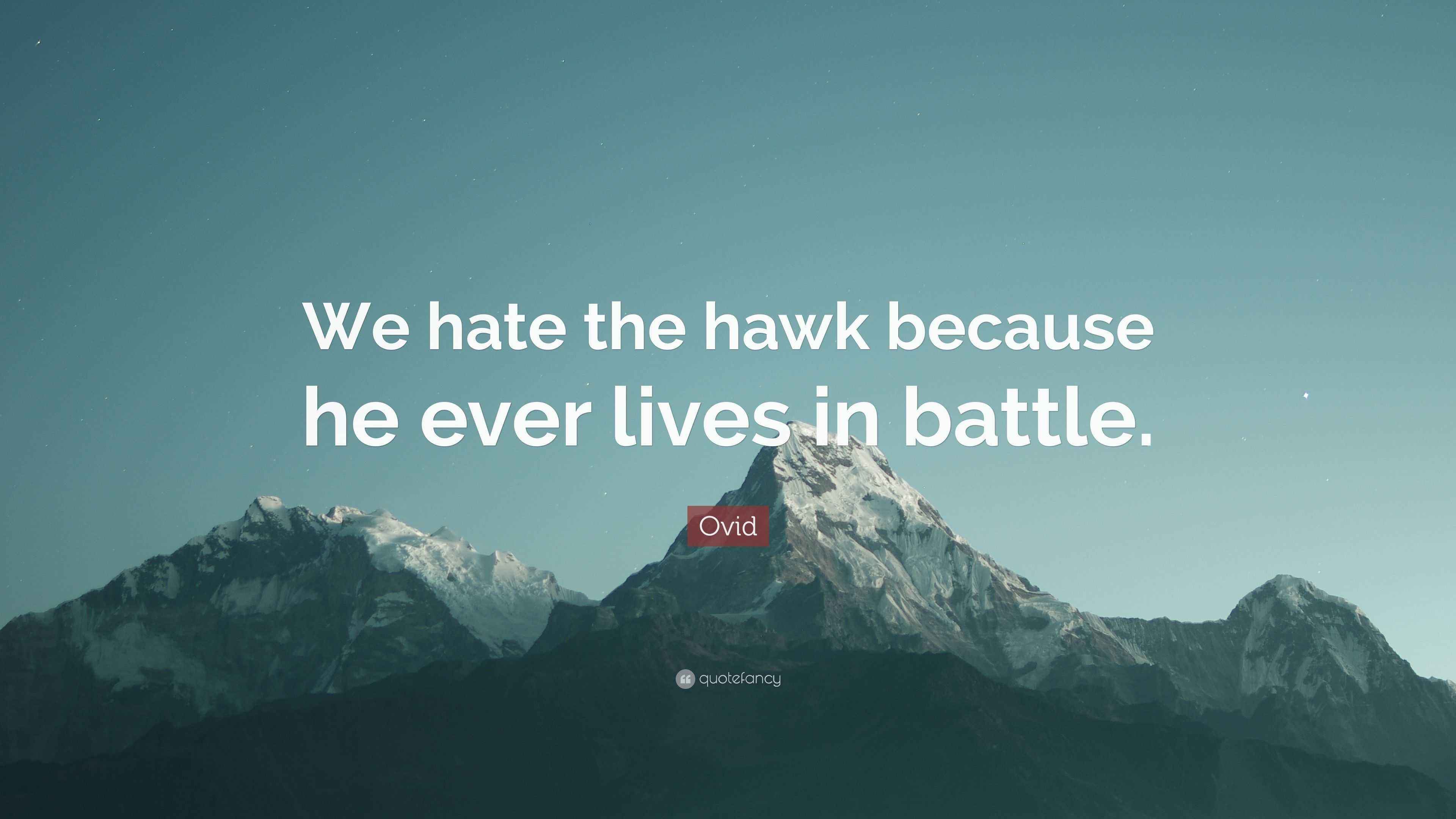 Ovid Quote: “We hate the hawk because he ever lives in battle.”