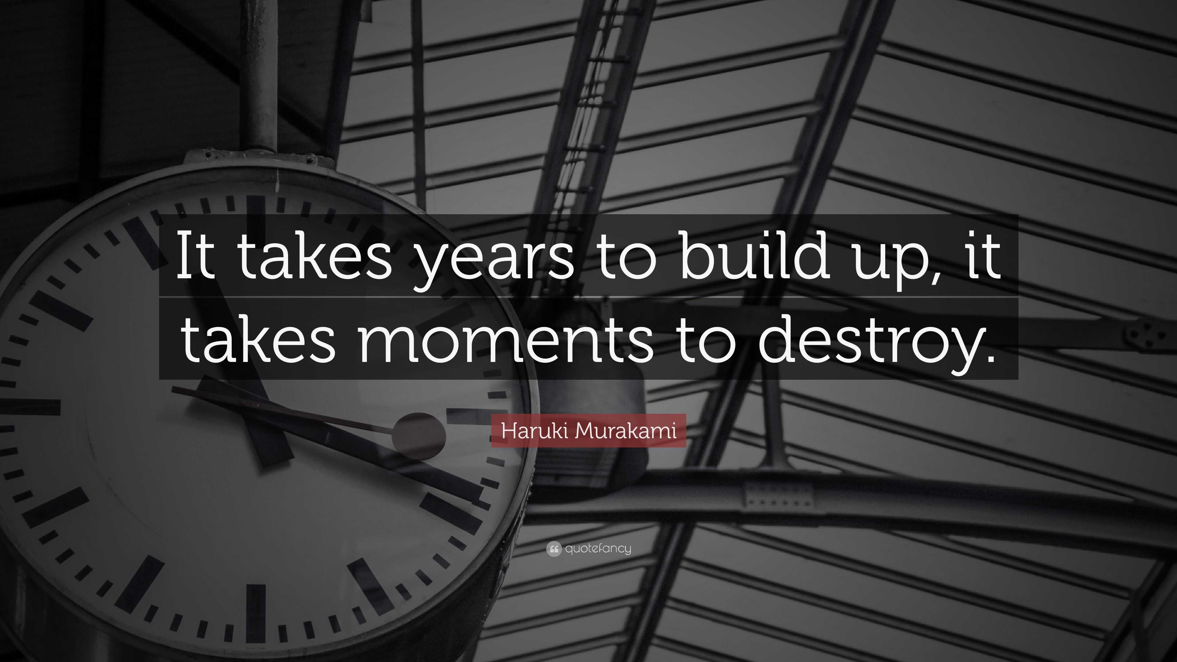 Haruki Murakami Quote: “It takes years to build up, it takes moments to ...