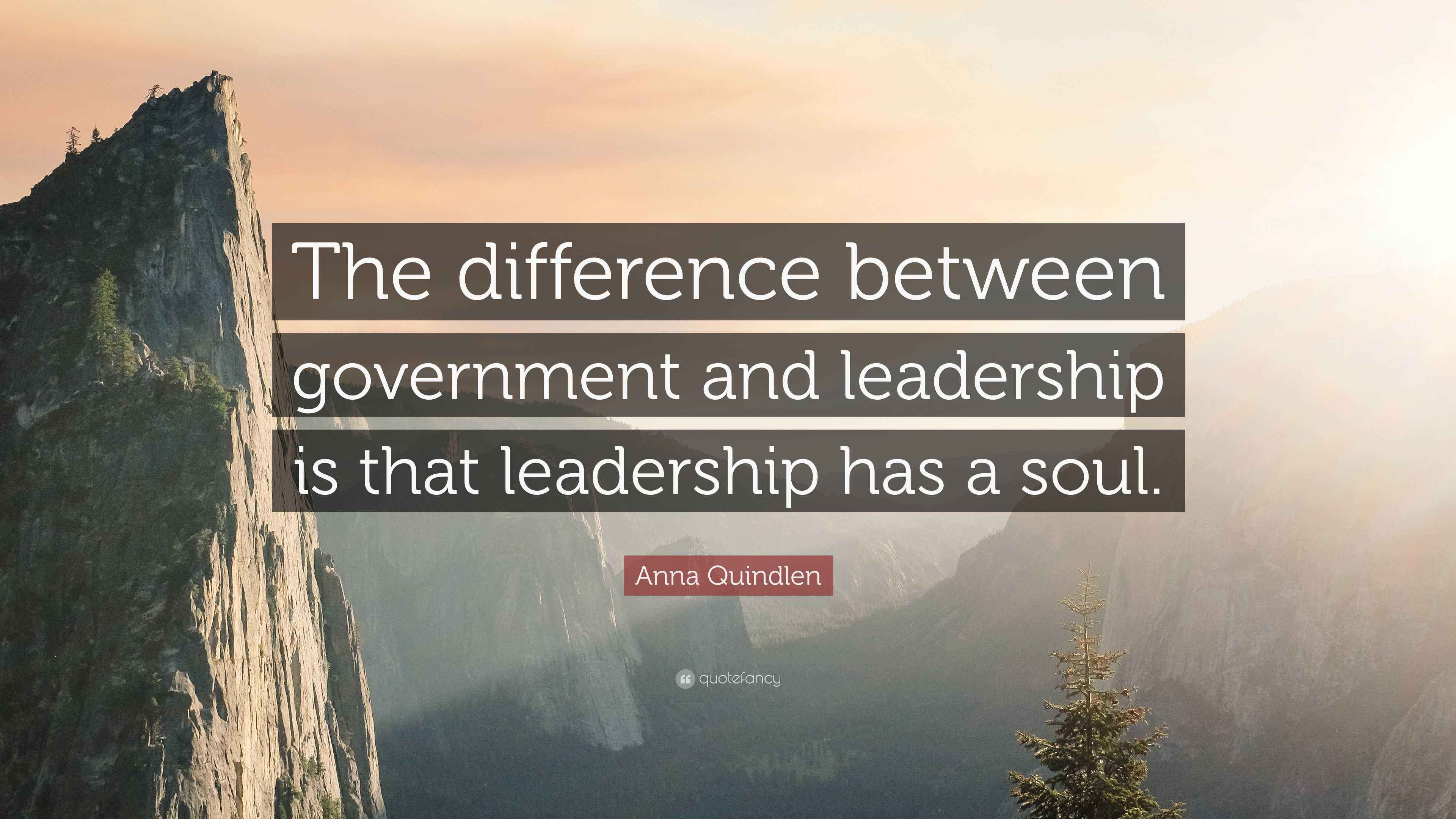 Anna Quindlen Quote: “The difference between government and leadership ...