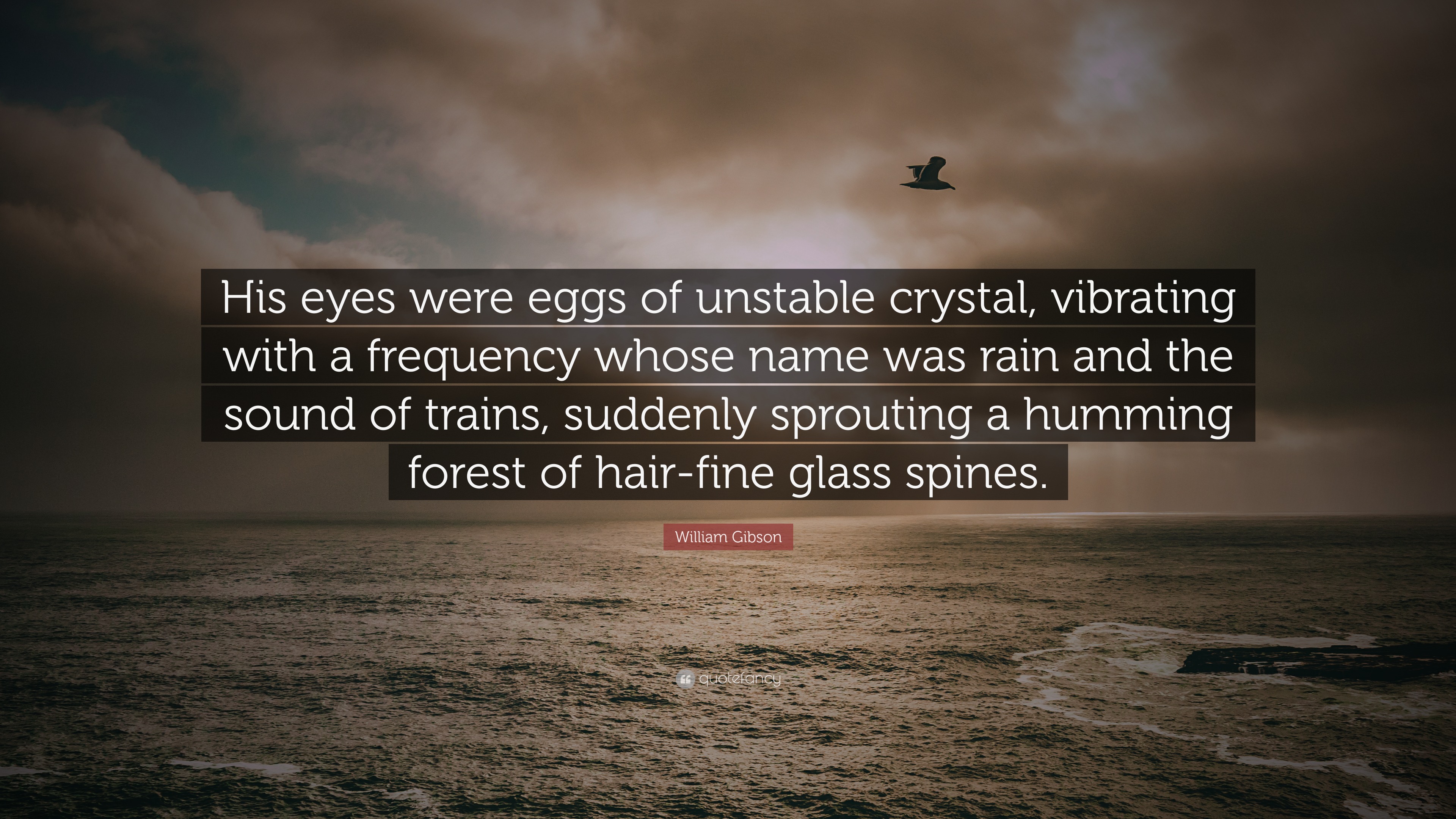 William Gibson Quote: “His eyes were eggs of unstable crystal ...