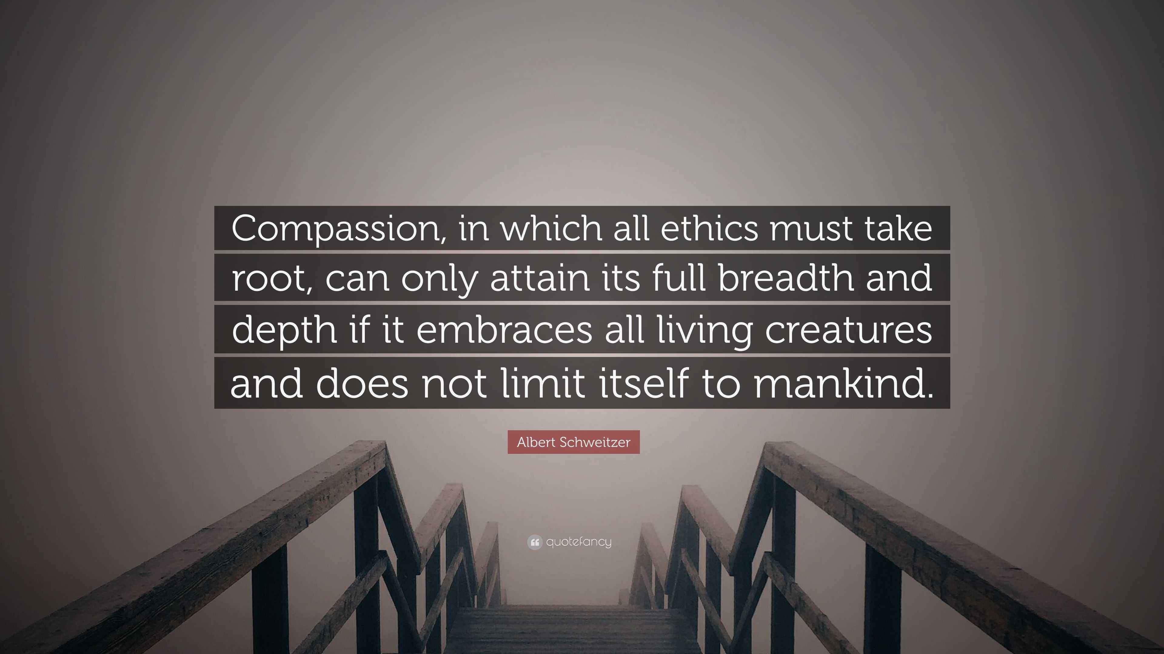 Albert Schweitzer Quote: “Compassion, in which all ethics must take ...