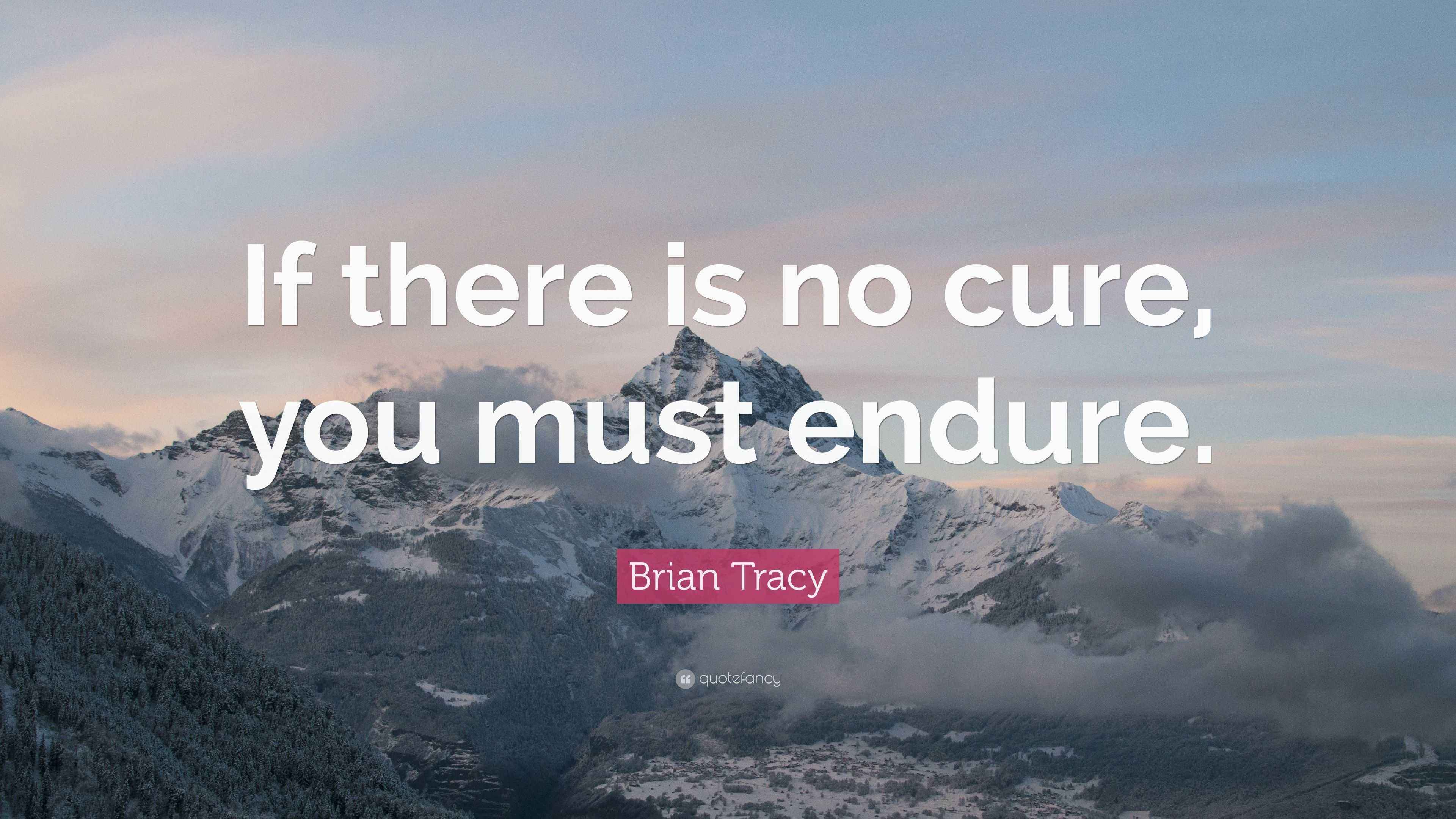Brian Tracy Quote: “If there is no cure, you must endure.”