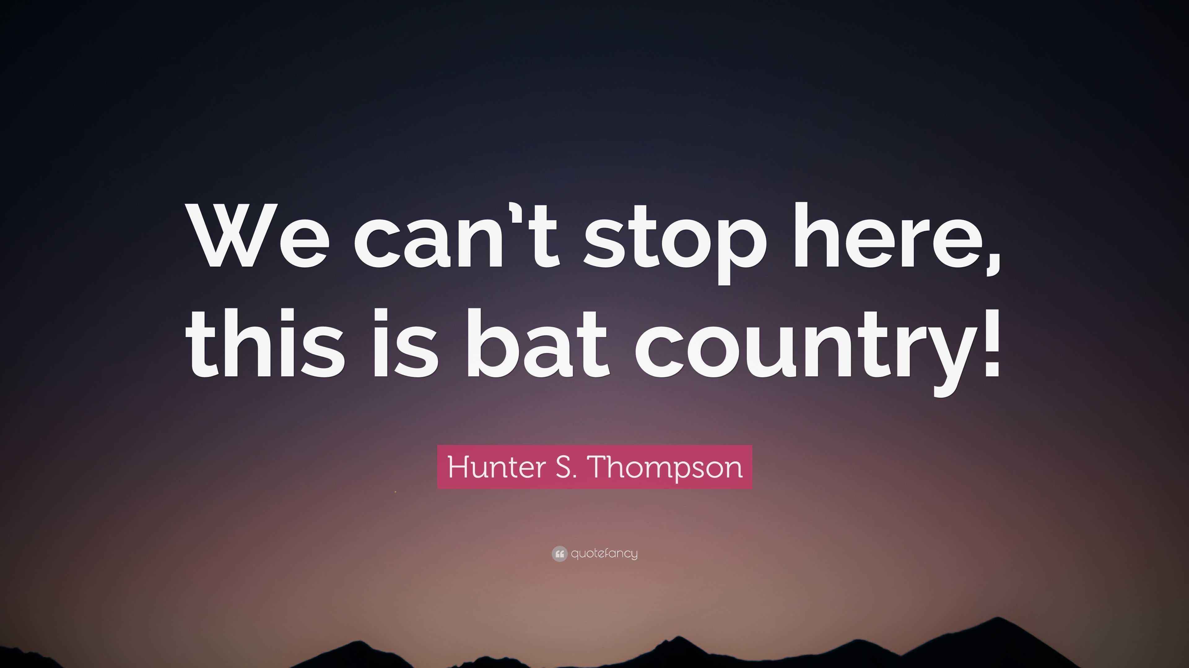 Hunter S. Thompson Quote: “We can’t stop here, this is bat country!”