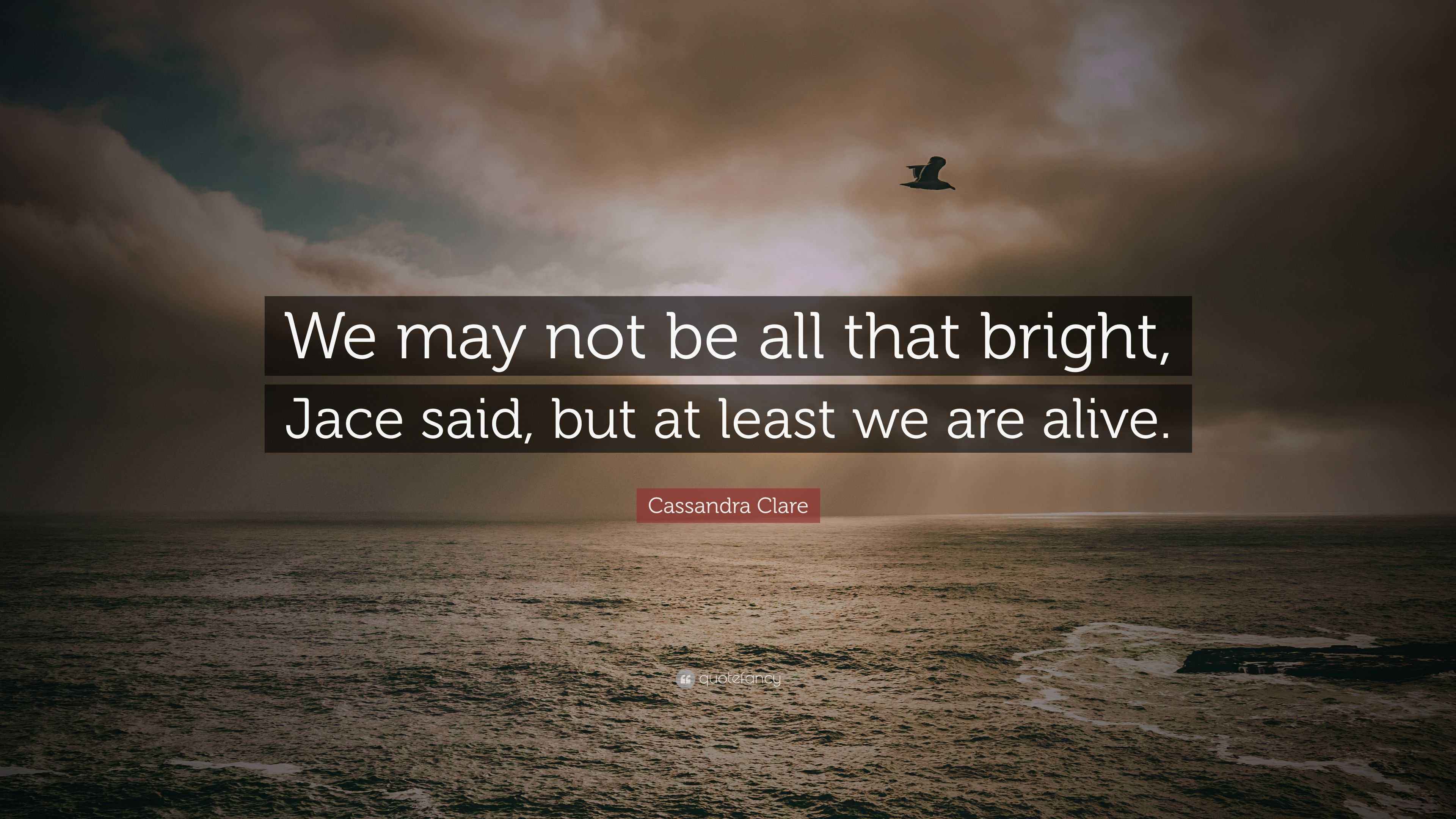 Cassandra Clare Quote: “We may not be all that bright, Jace said, but ...