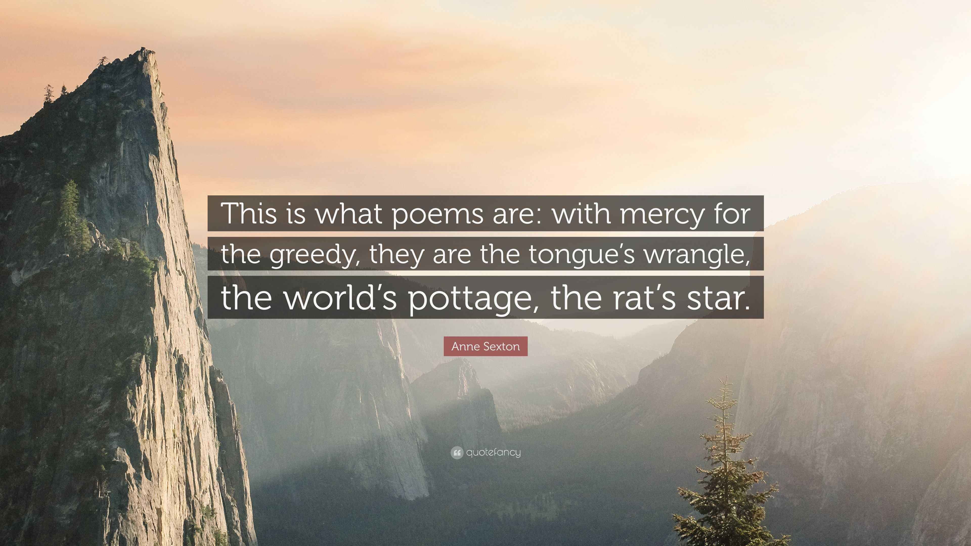 Anne Sexton Quote: “This is what poems are: with mercy for the greedy ...