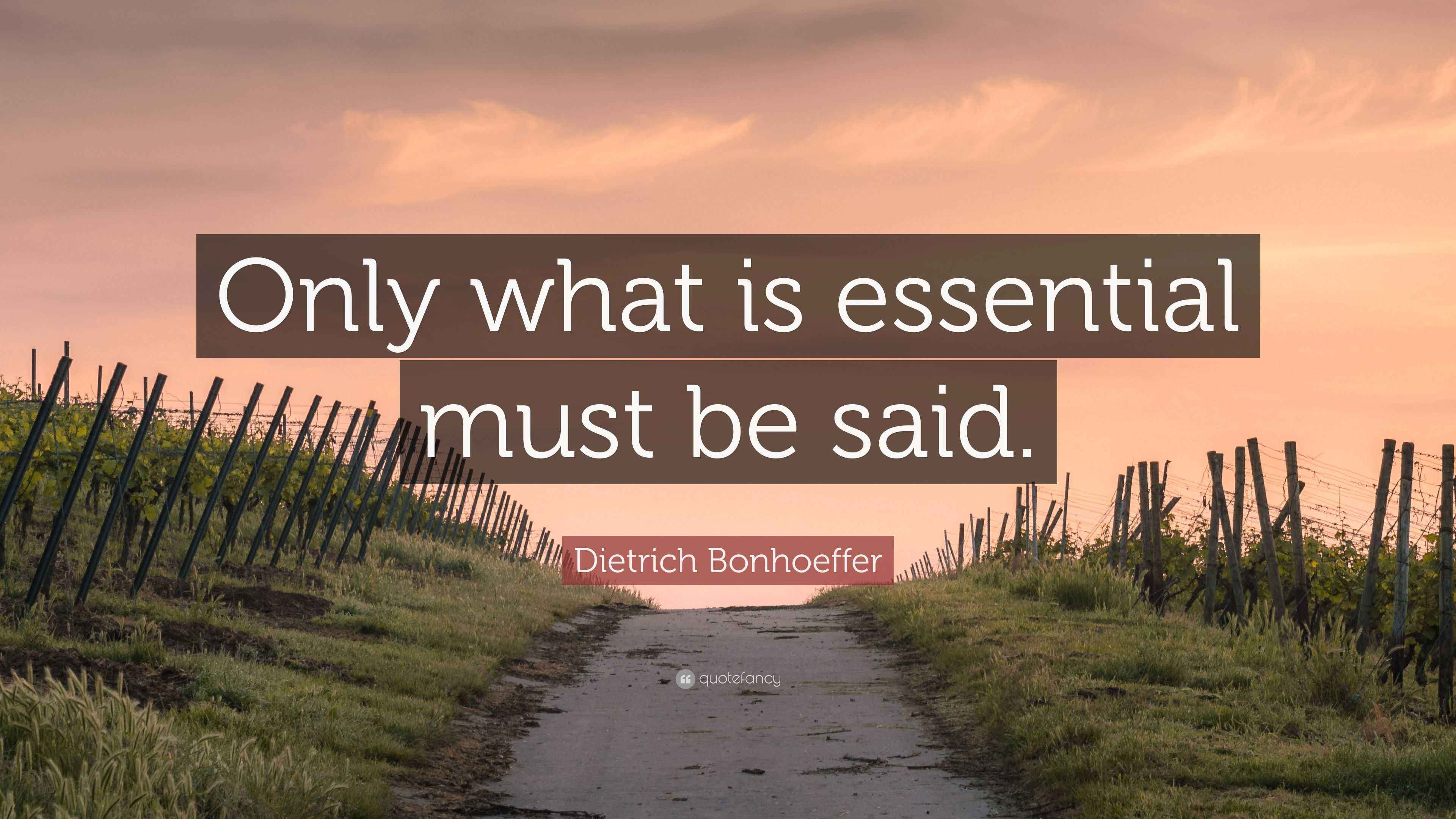 Dietrich Bonhoeffer Quote: “Only what is essential must be said.”