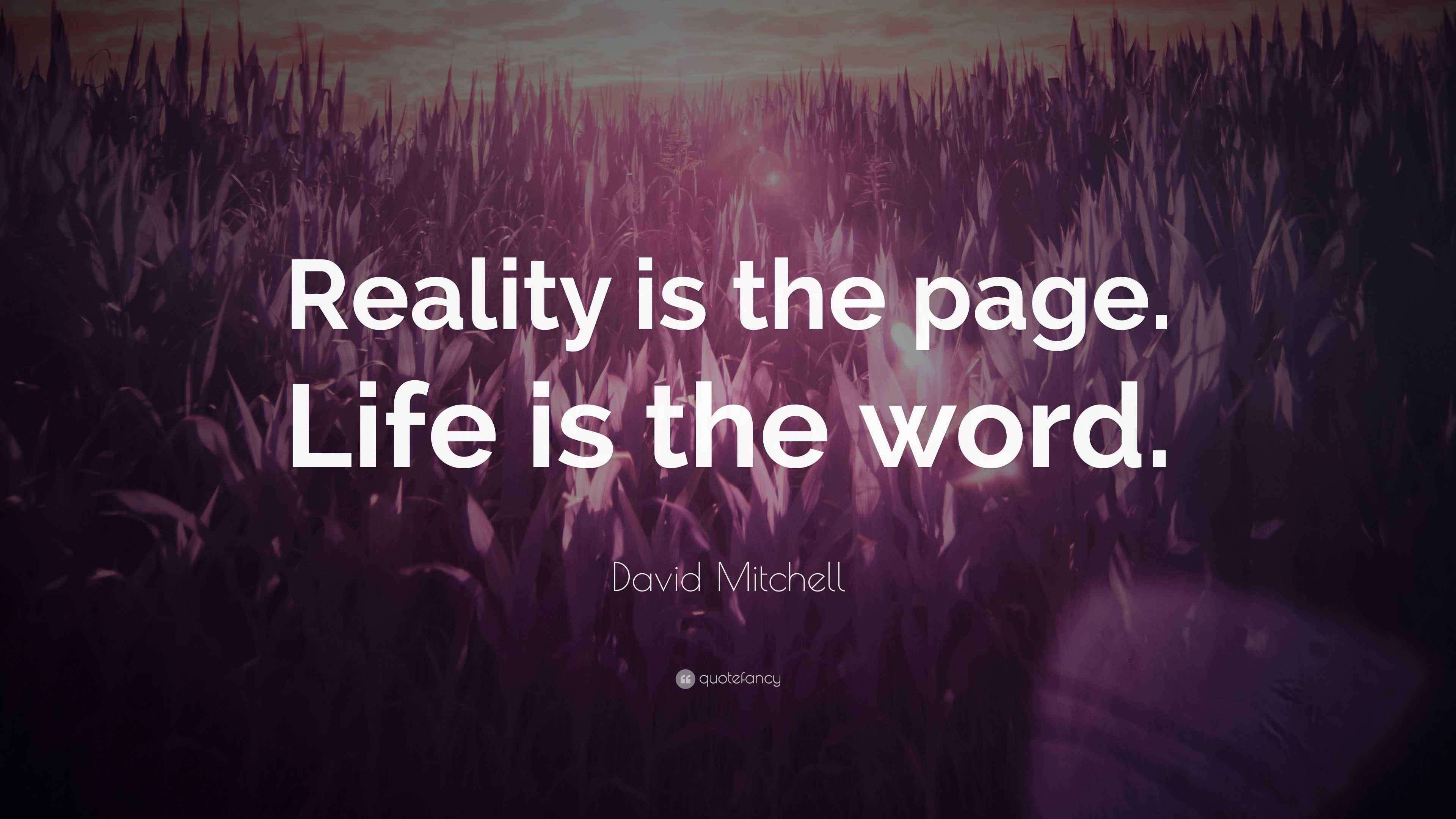 David Mitchell Quote: “Reality is the page. Life is the word.”