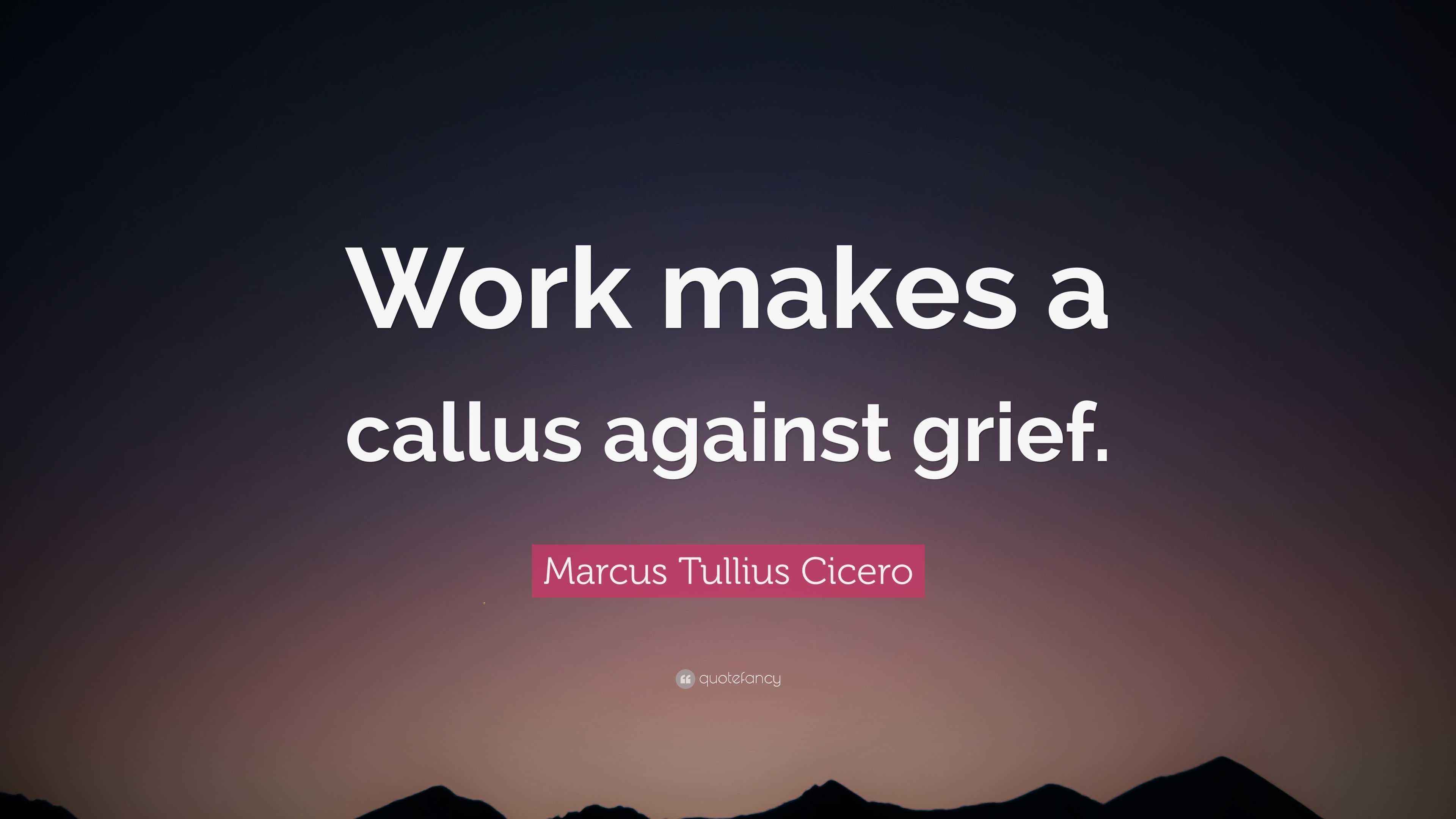 Marcus Tullius Cicero Quote: “Work makes a callus against grief.”