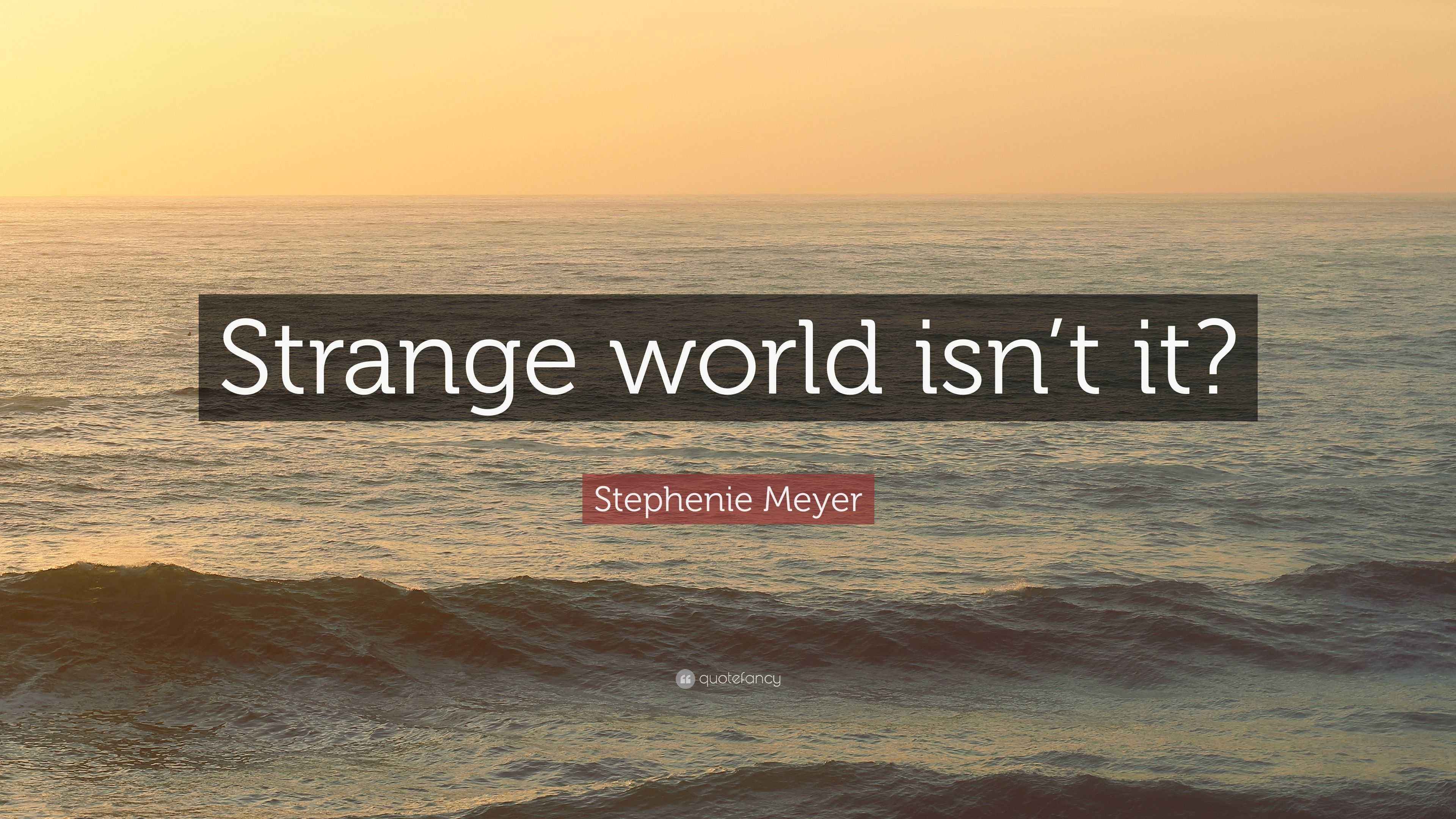 Stephenie Meyer Quote: “Strange world isn’t it?”