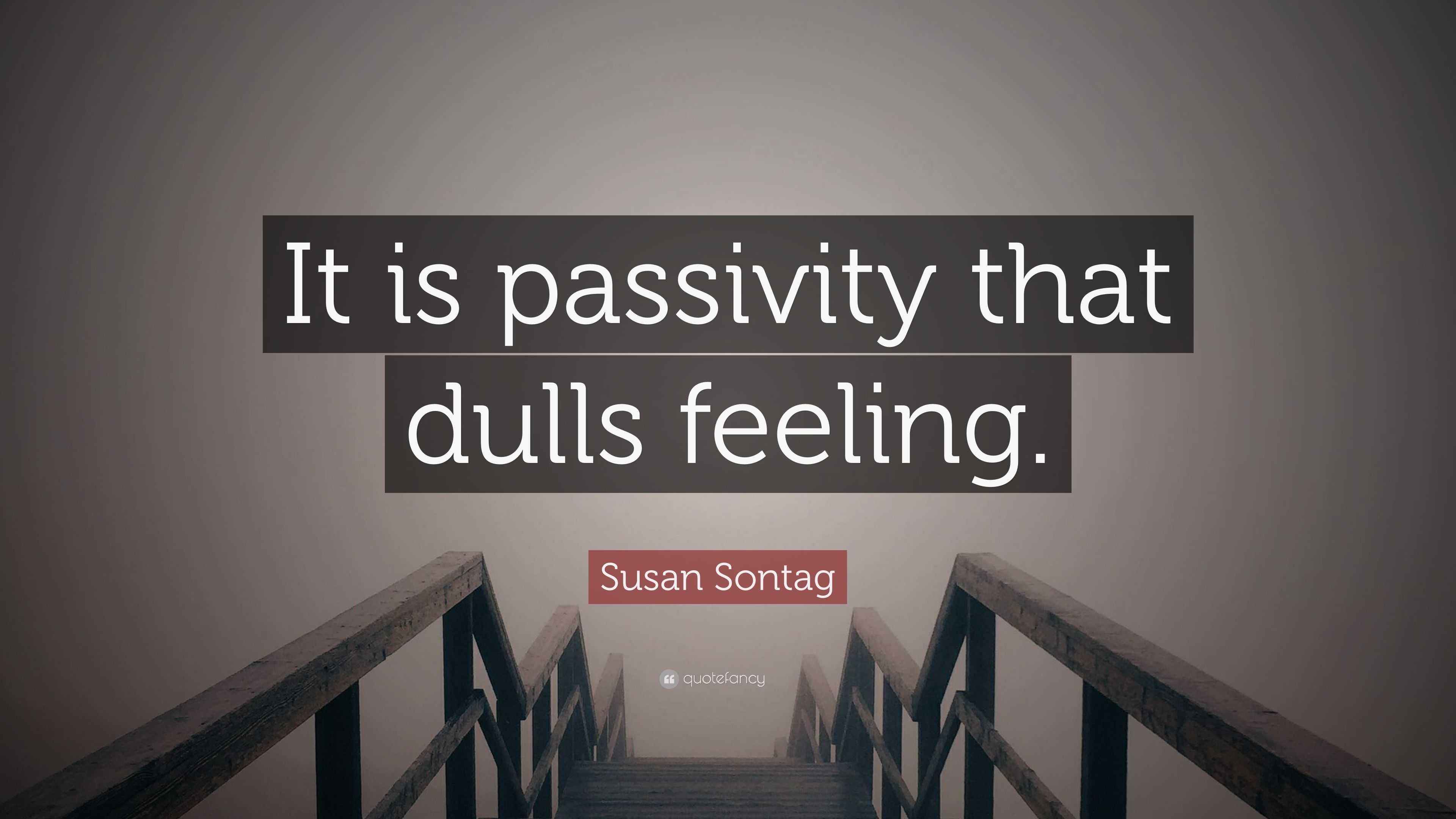 Susan Sontag Quote: “It is passivity that dulls feeling.”