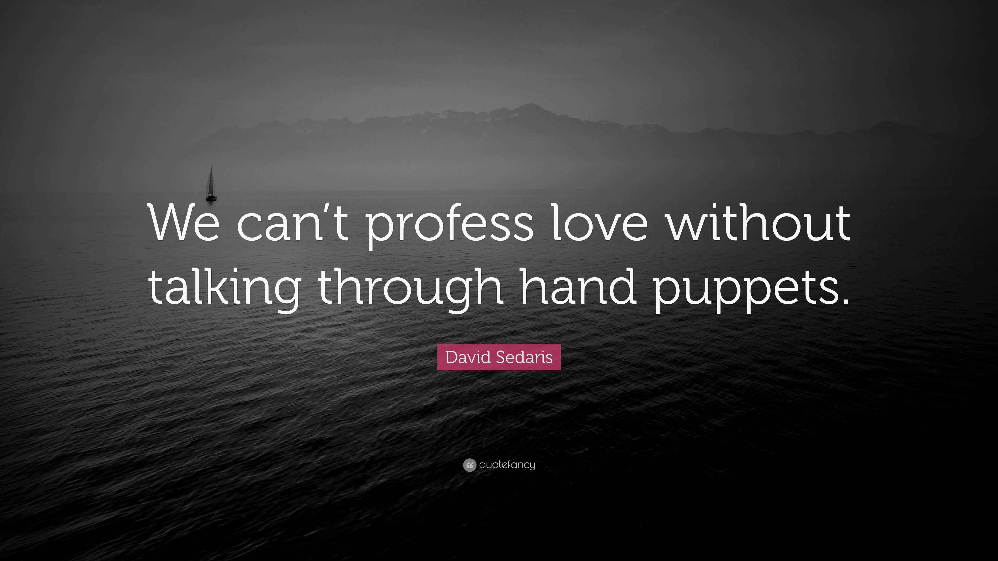 David Sedaris Quote: “We can’t profess love without talking through ...