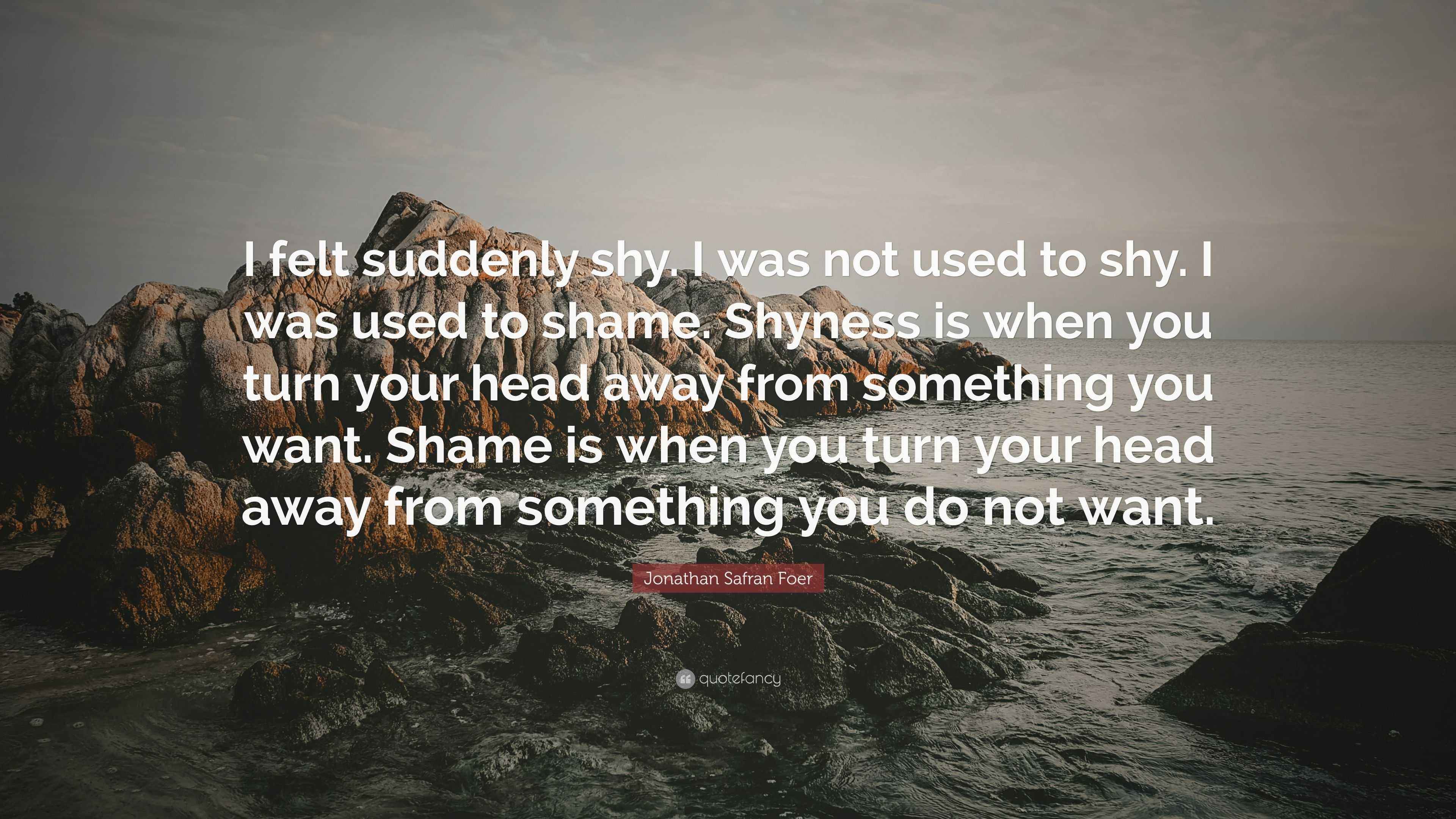 Jonathan Safran Foer Quote: “I felt suddenly shy. I was not used to shy ...
