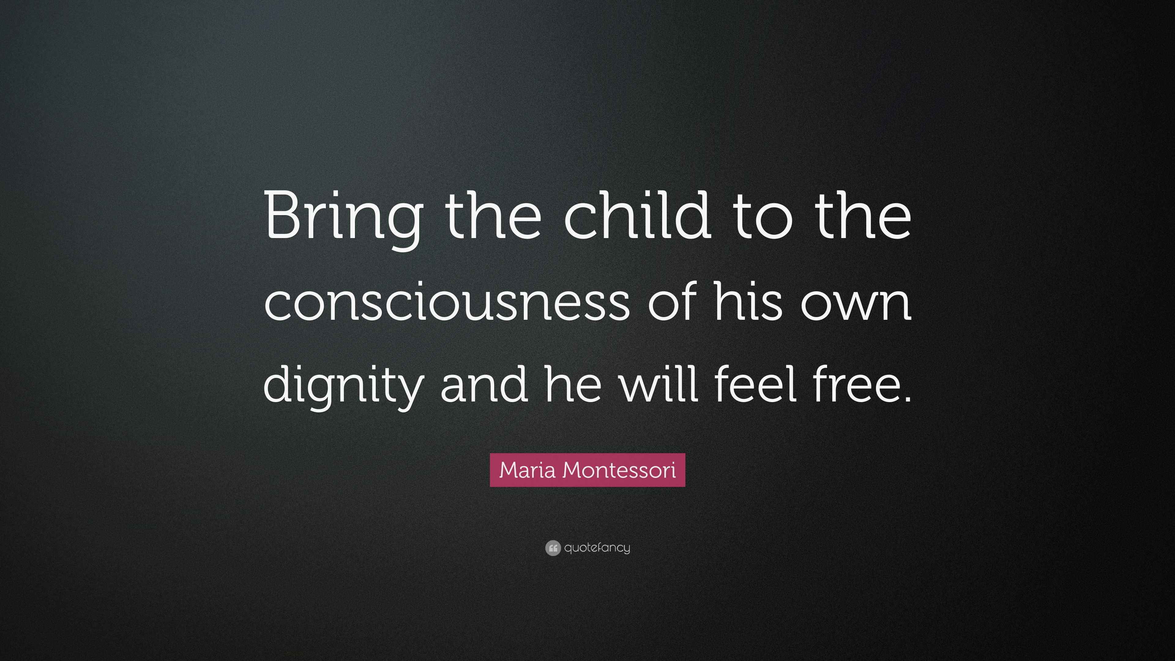 Maria Montessori Quote: “Bring the child to the consciousness of his ...