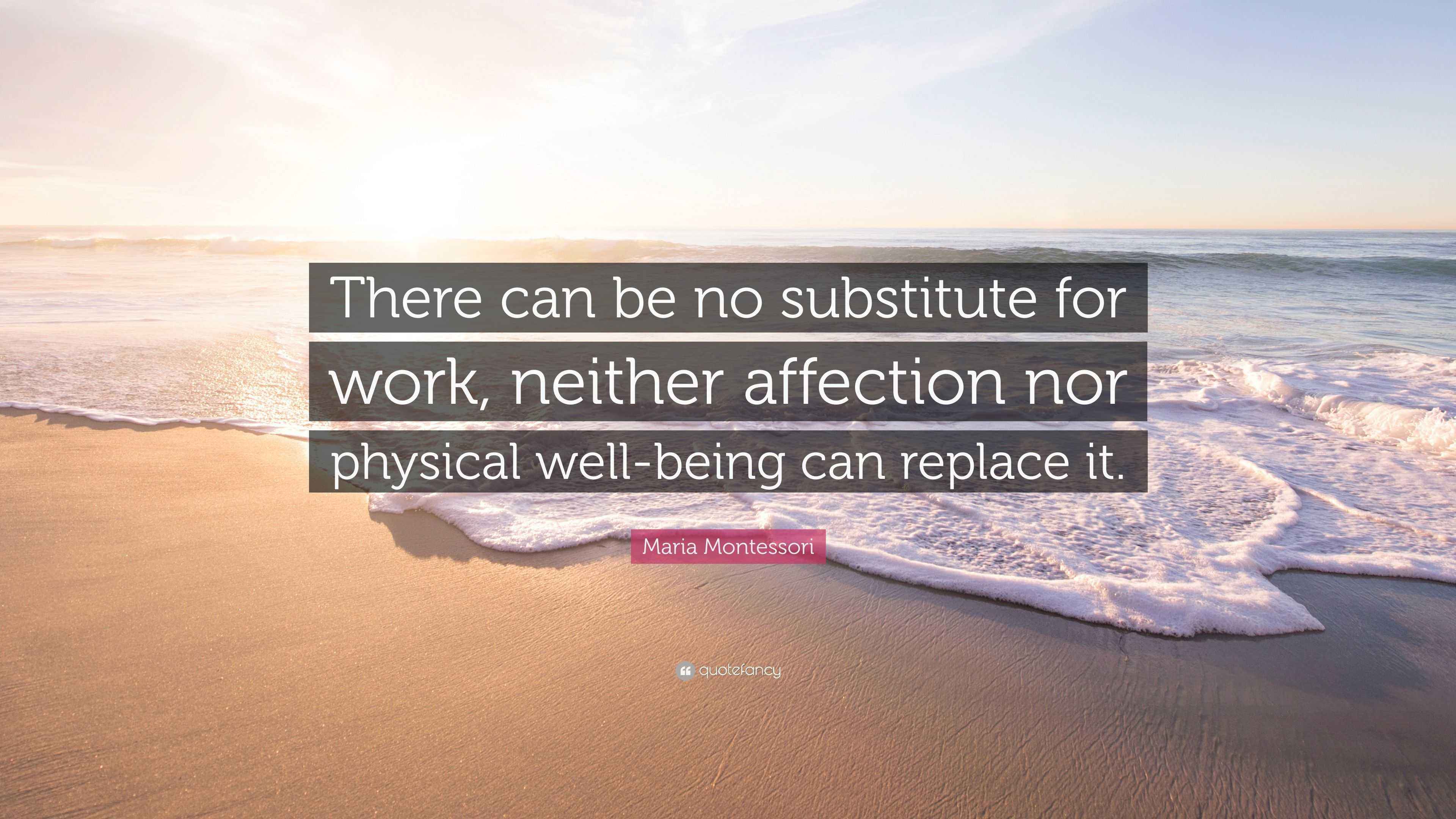 Maria Montessori Quote: “There can be no substitute for work, neither ...