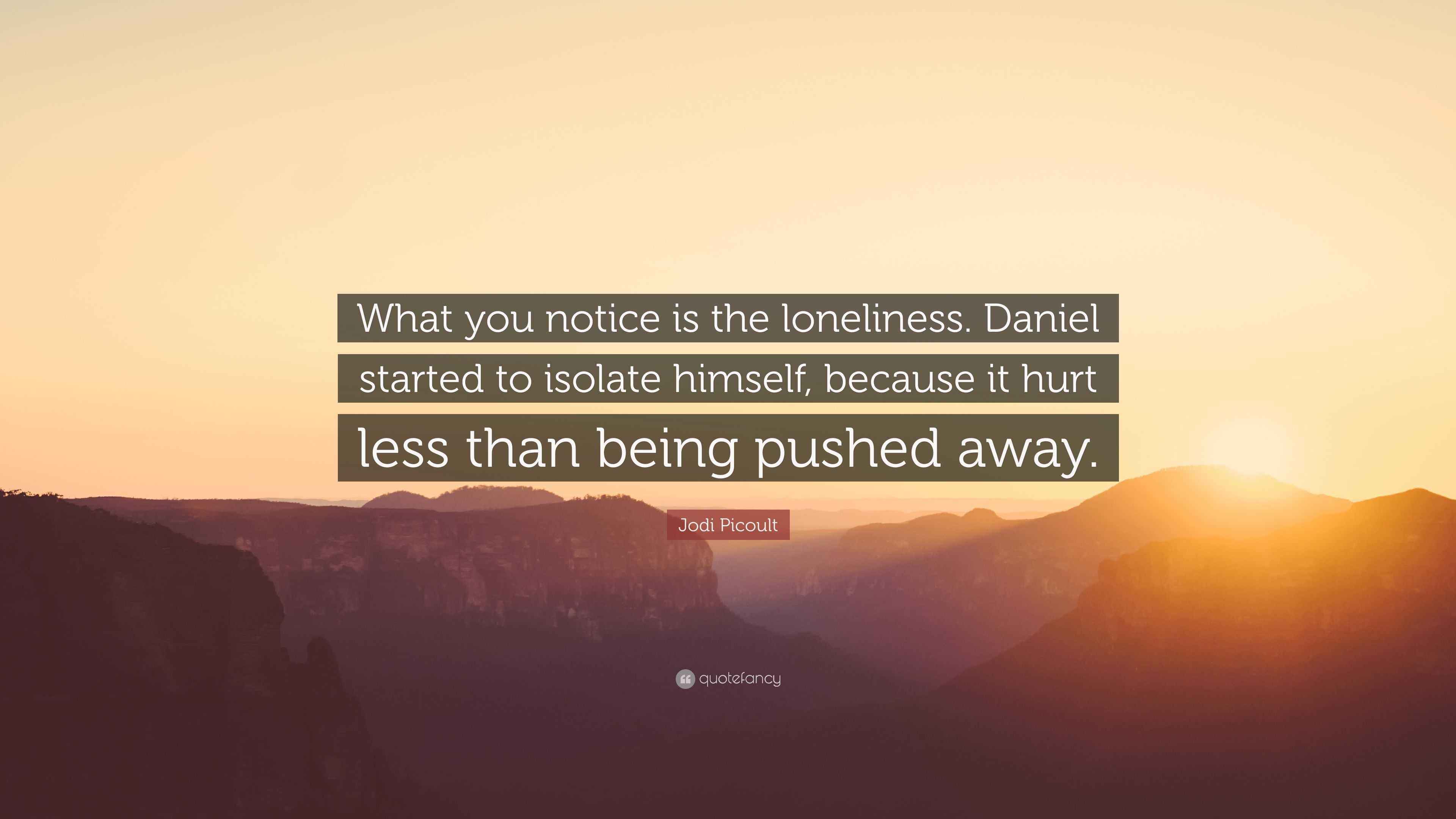 Jodi Picoult Quote: “What you notice is the loneliness. Daniel started ...