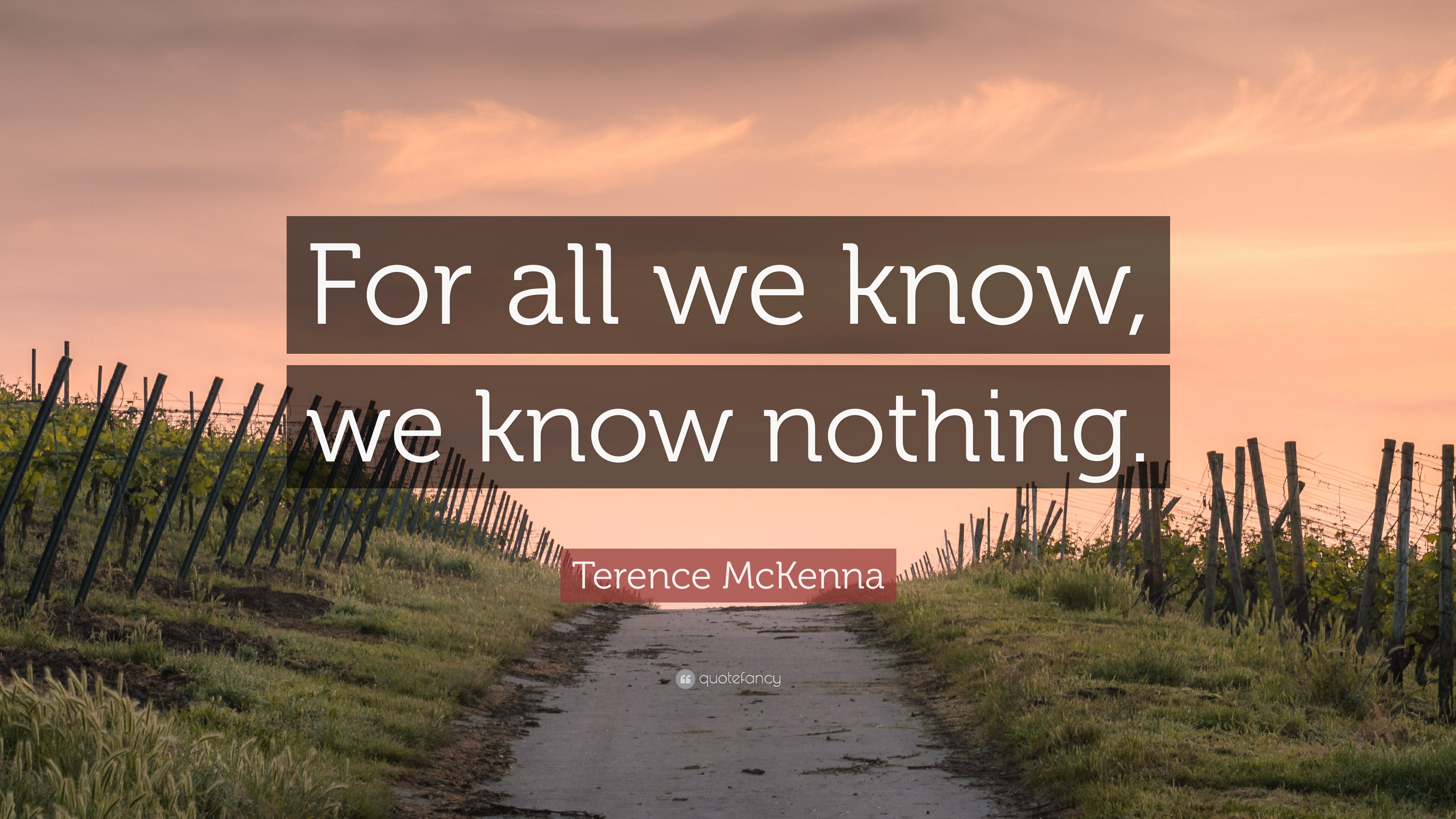 Terence McKenna Quote: “For all we know, we know nothing.”