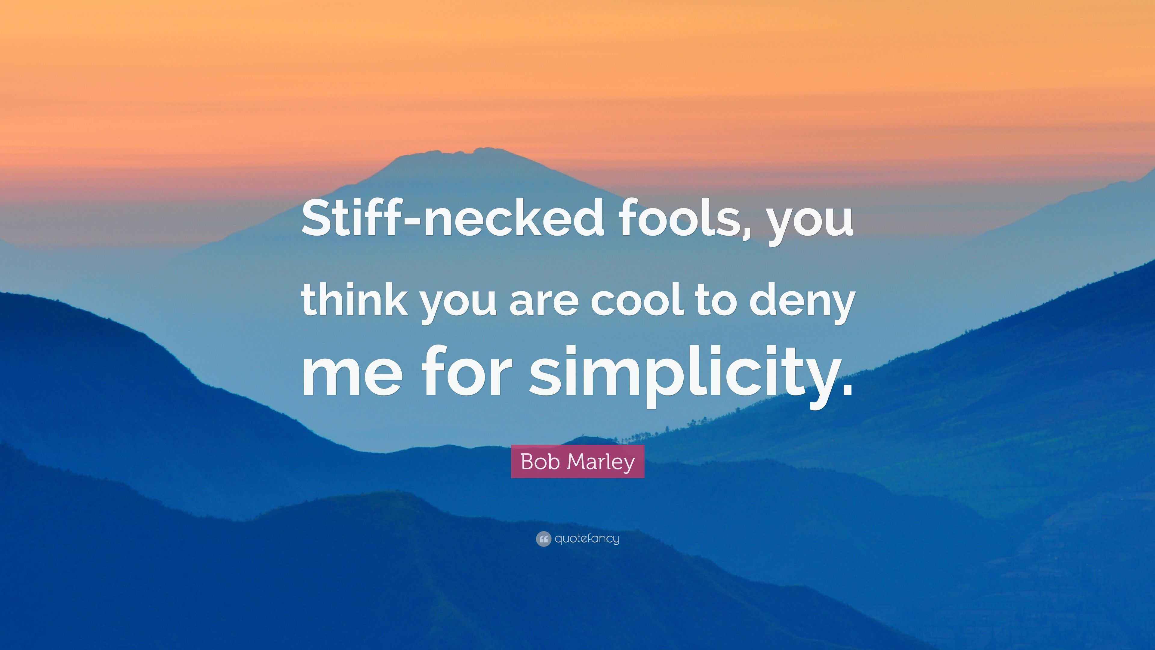 Bob Marley Quote: “Stiff-necked fools, you think you are cool to deny ...