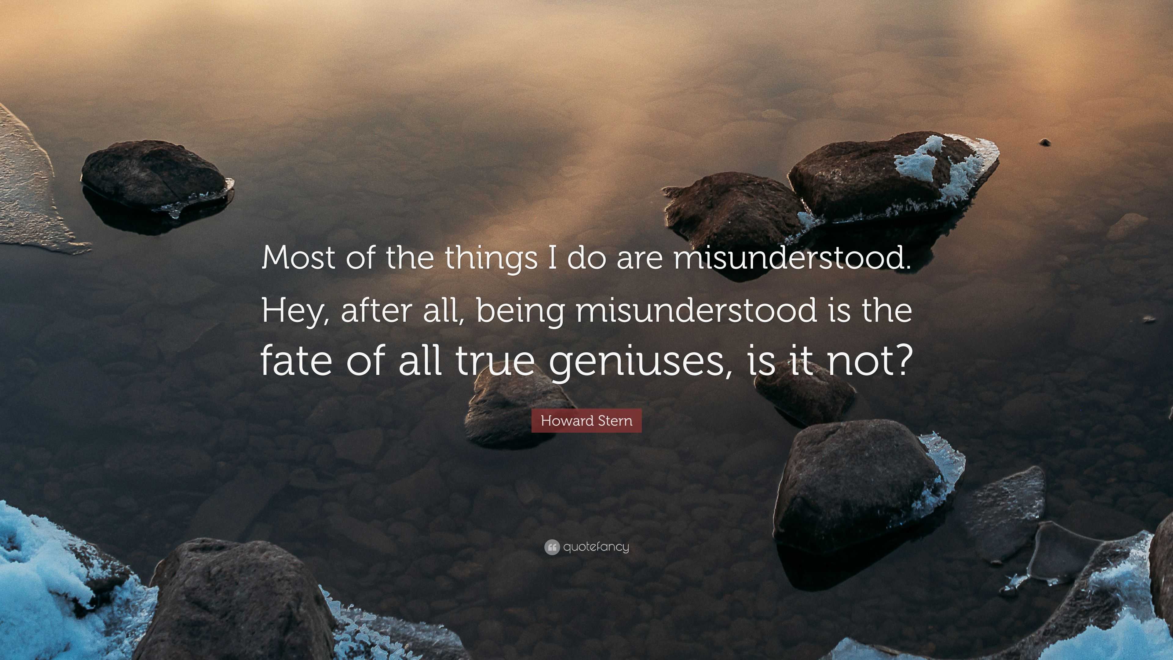 Howard Stern Quote: “Most of the things I do are misunderstood. Hey ...