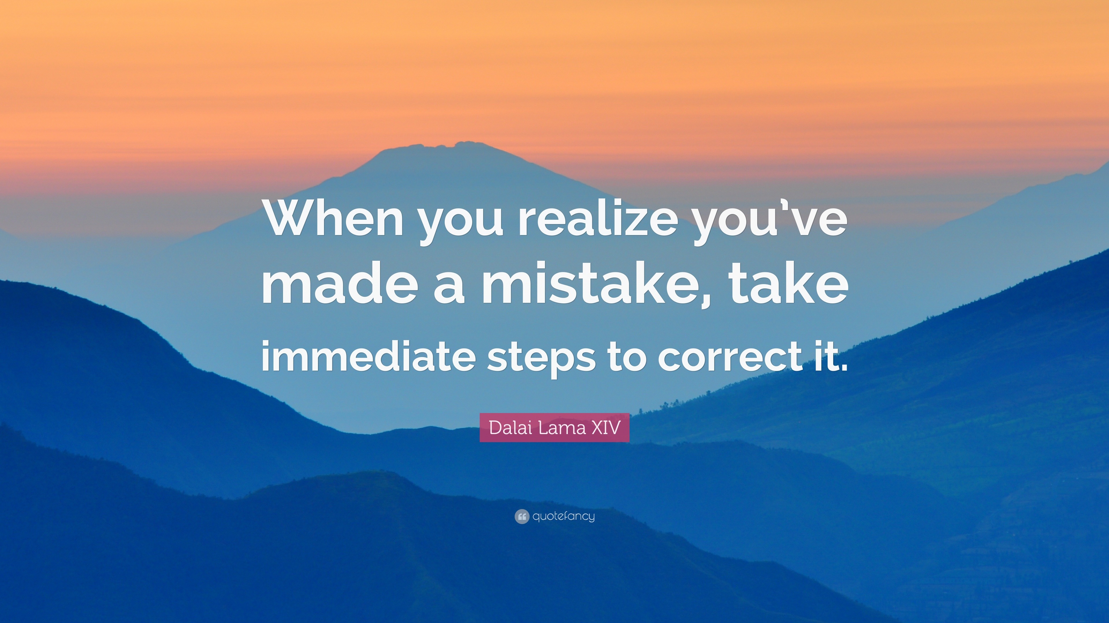 Dalai Lama XIV Quote: “When you realize you’ve made a mistake, take ...