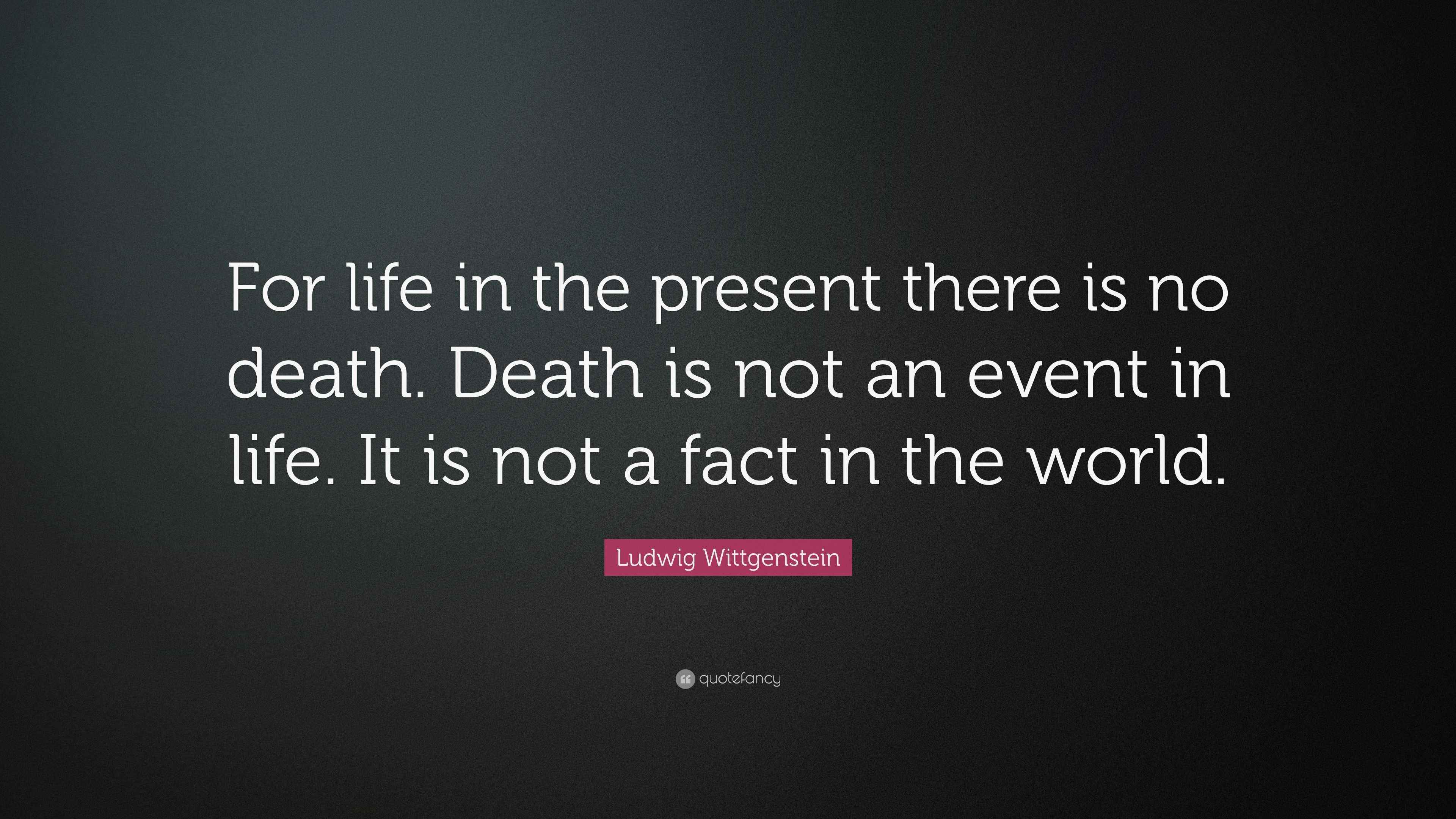 Ludwig Wittgenstein Quote: “For life in the present there is no death ...