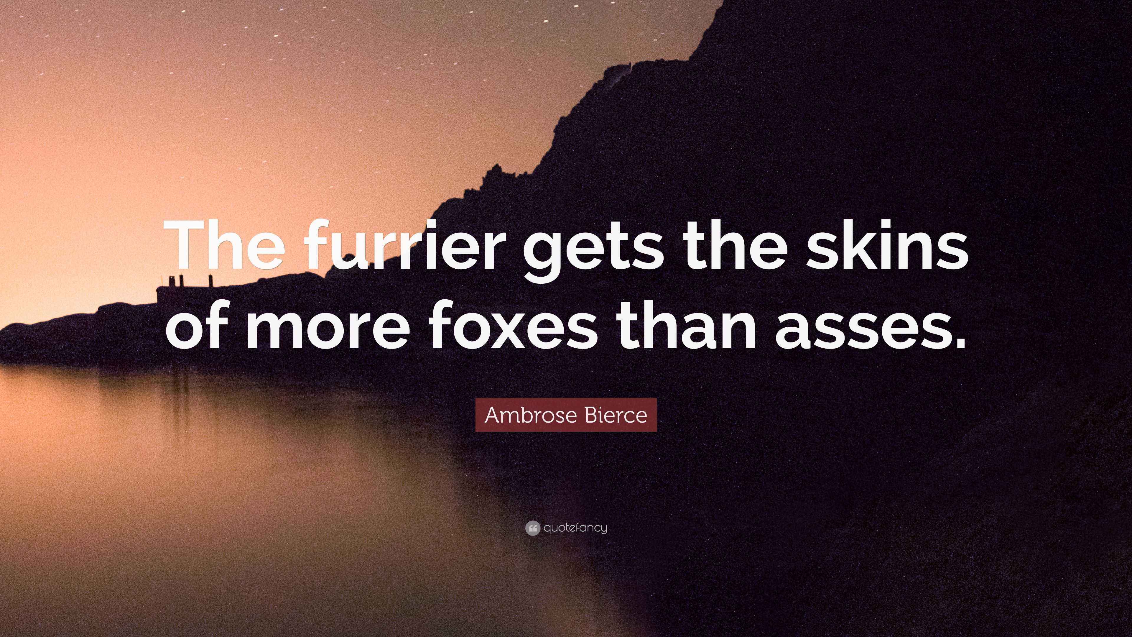 Ambrose Bierce Quote: “The furrier gets the skins of more foxes than ...