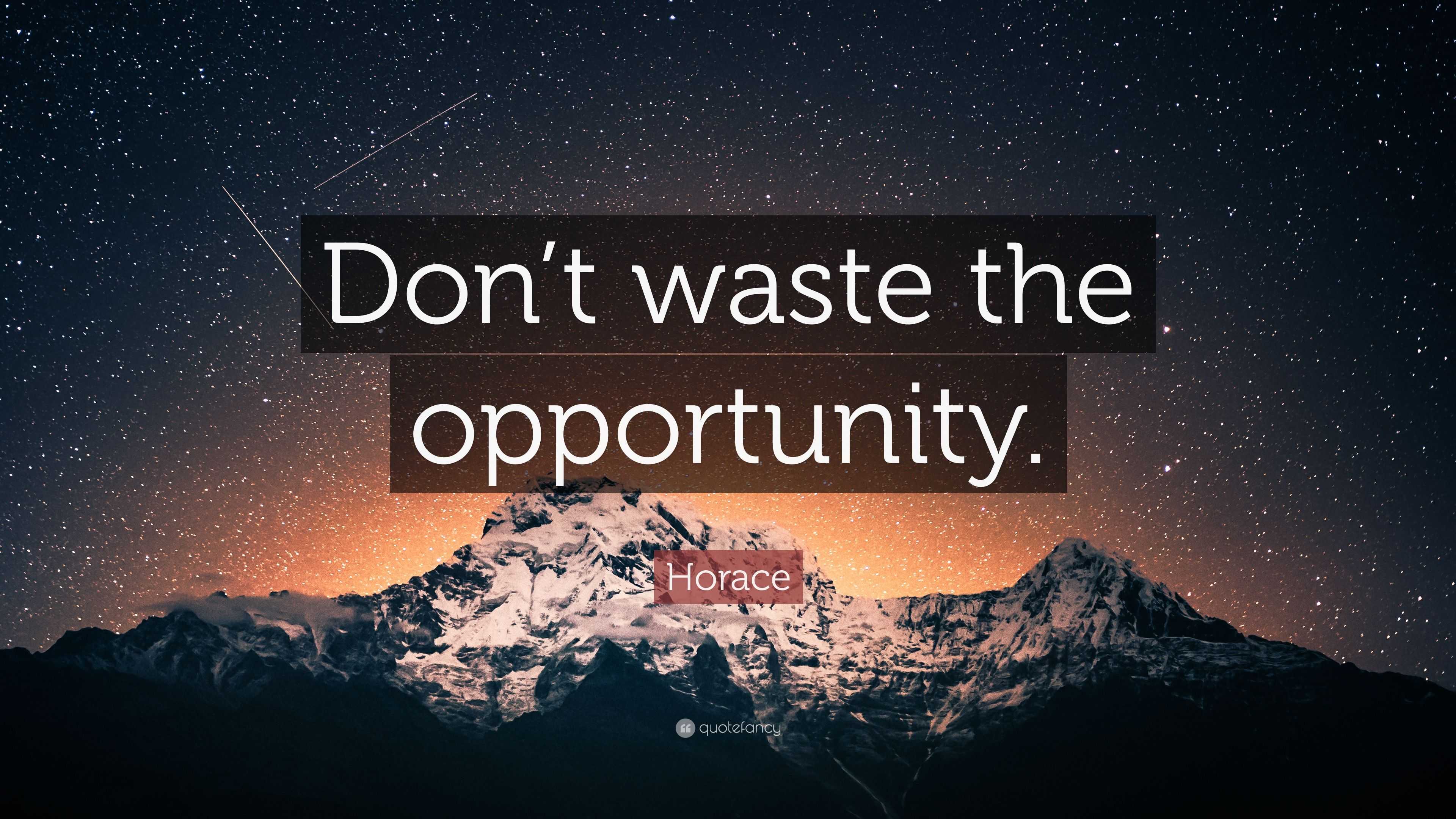 Horace Quote: “Don’t waste the opportunity.”