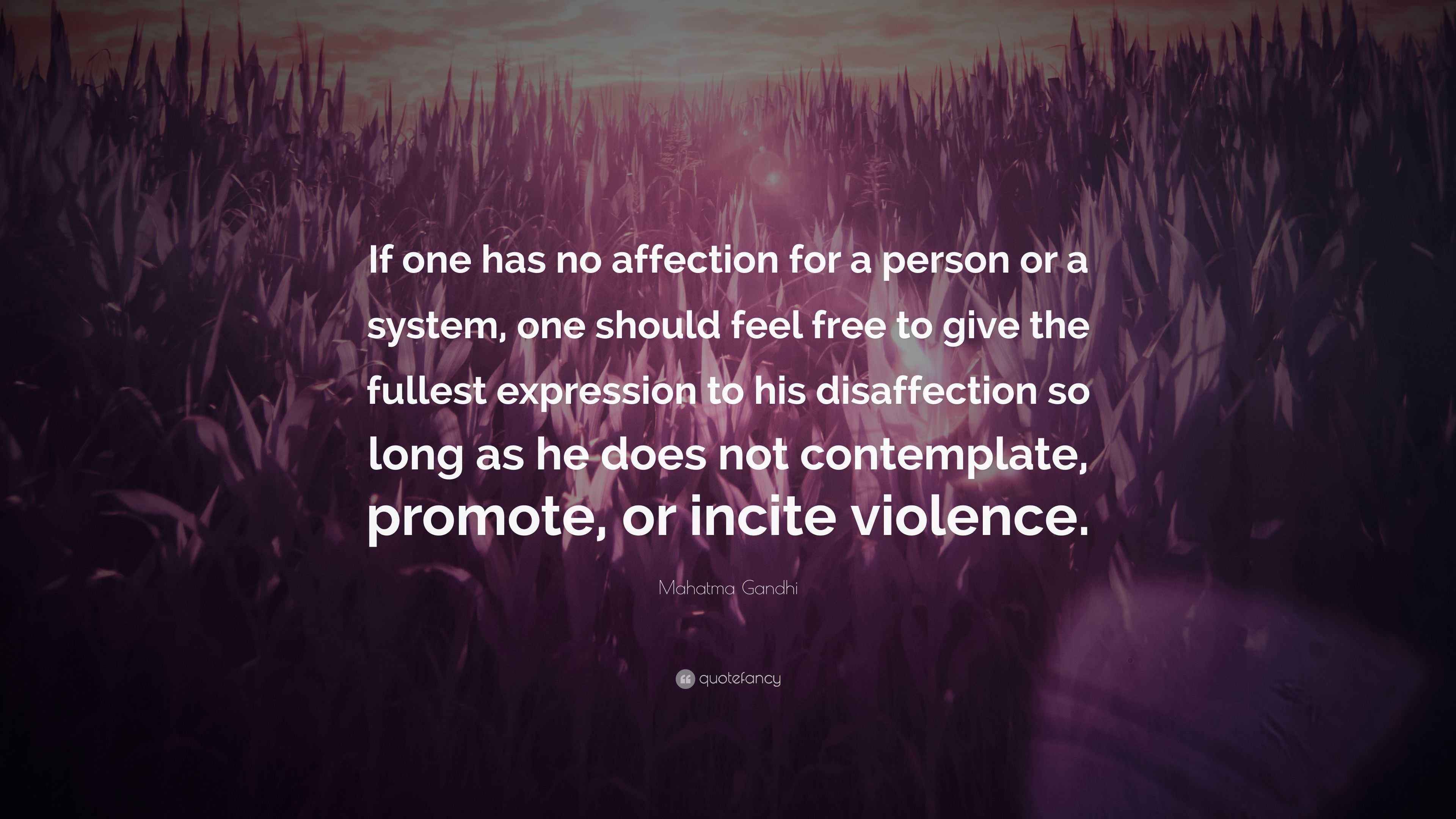 Mahatma Gandhi Quote: “If one has no affection for a person or a system ...