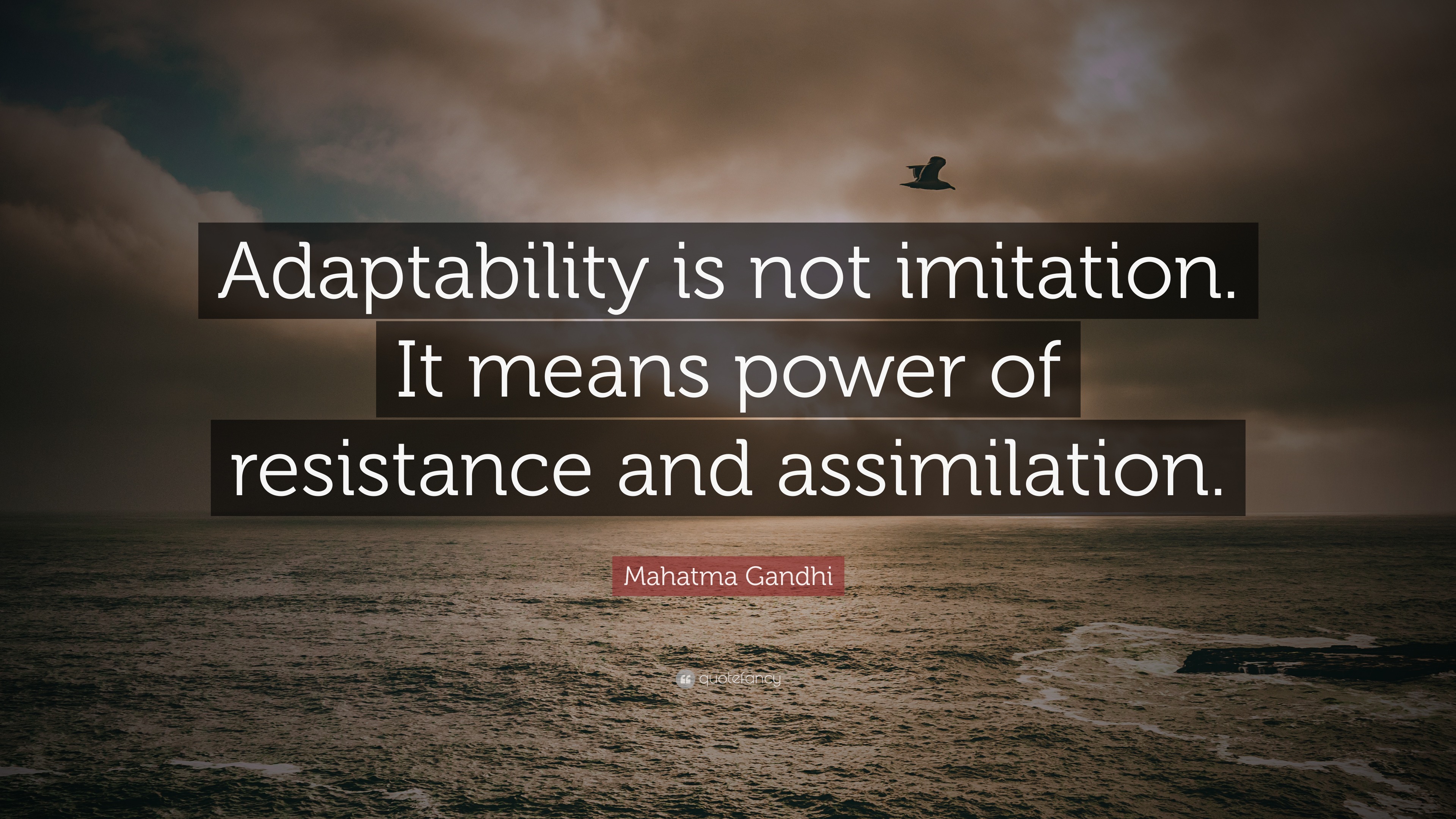 Mahatma Gandhi Quote: “Adaptability is not imitation. It means power of ...