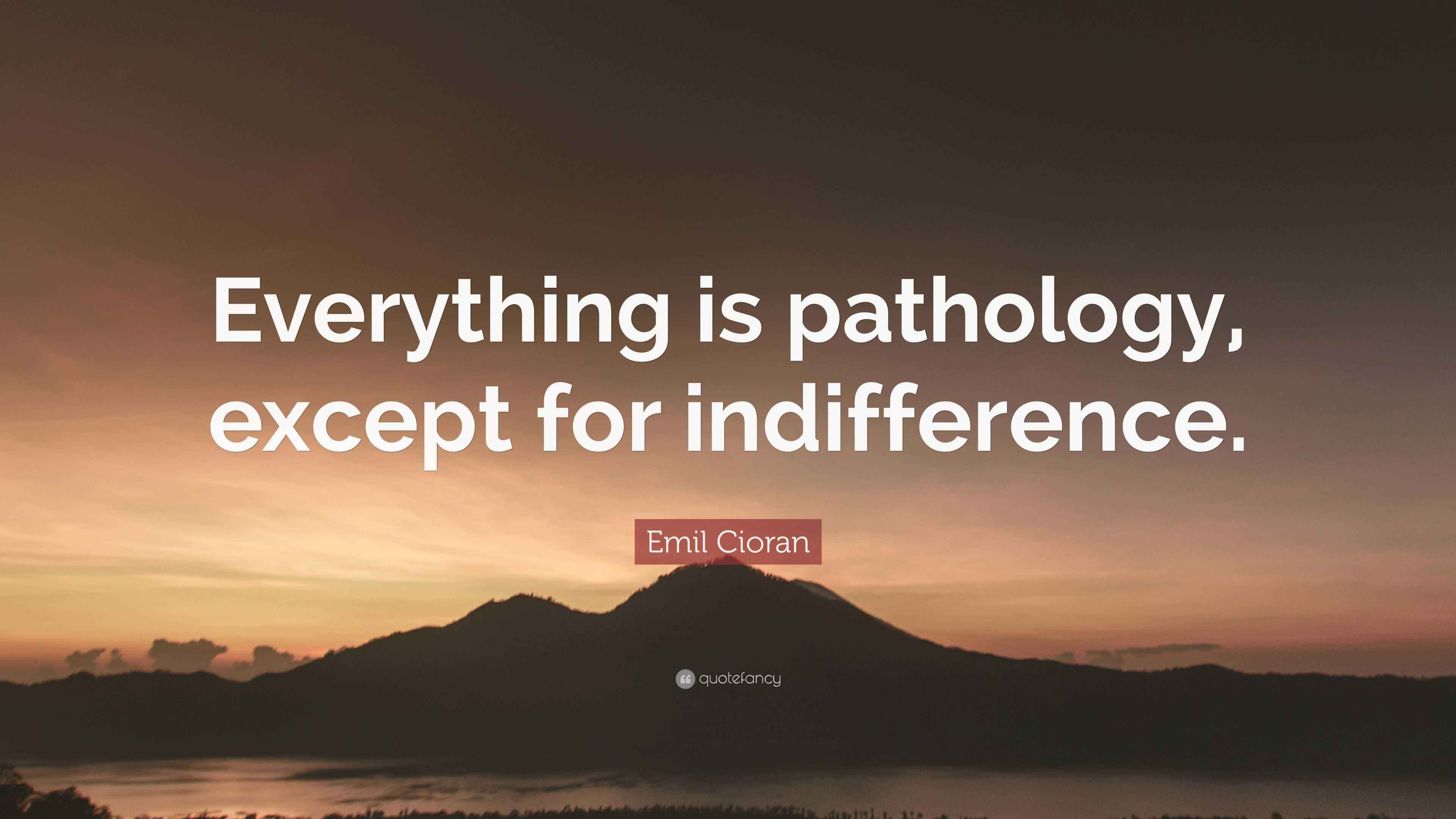 Emil Cioran Quote: “Everything is pathology, except for indifference.”