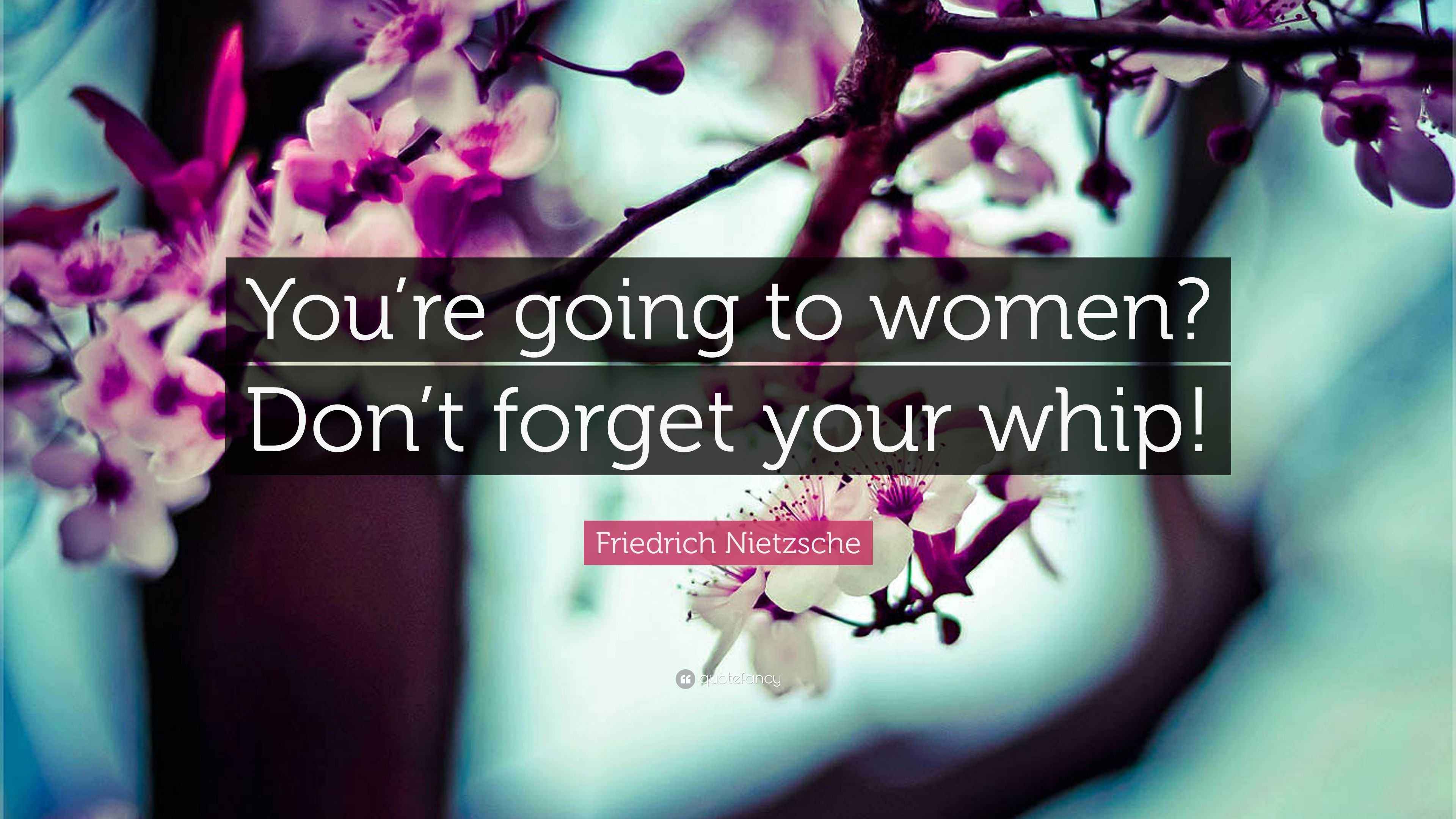 Friedrich Nietzsche Quote: “You’re going to women? Don’t forget your whip!”