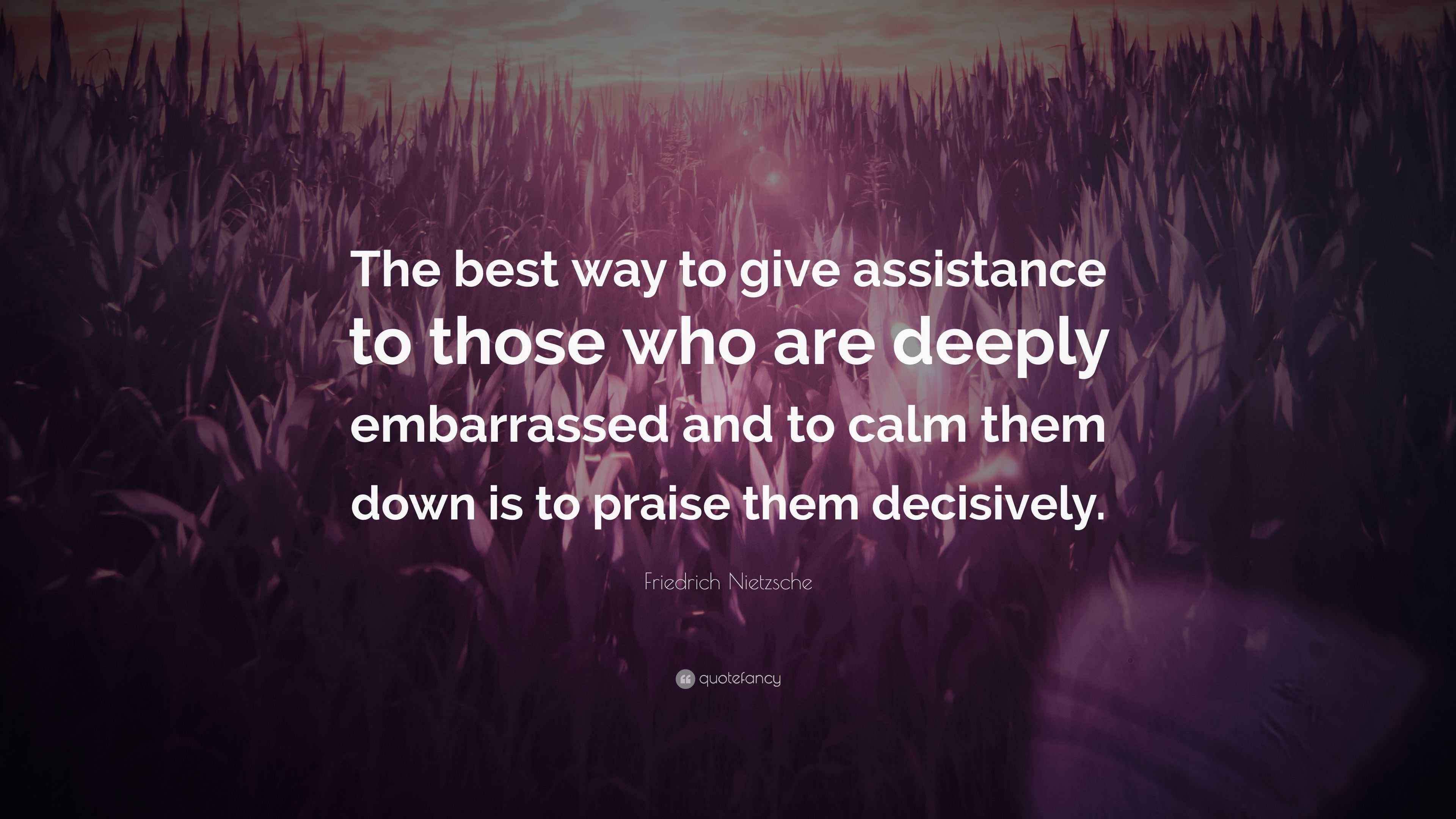 Friedrich Nietzsche Quote: “The best way to give assistance to those ...