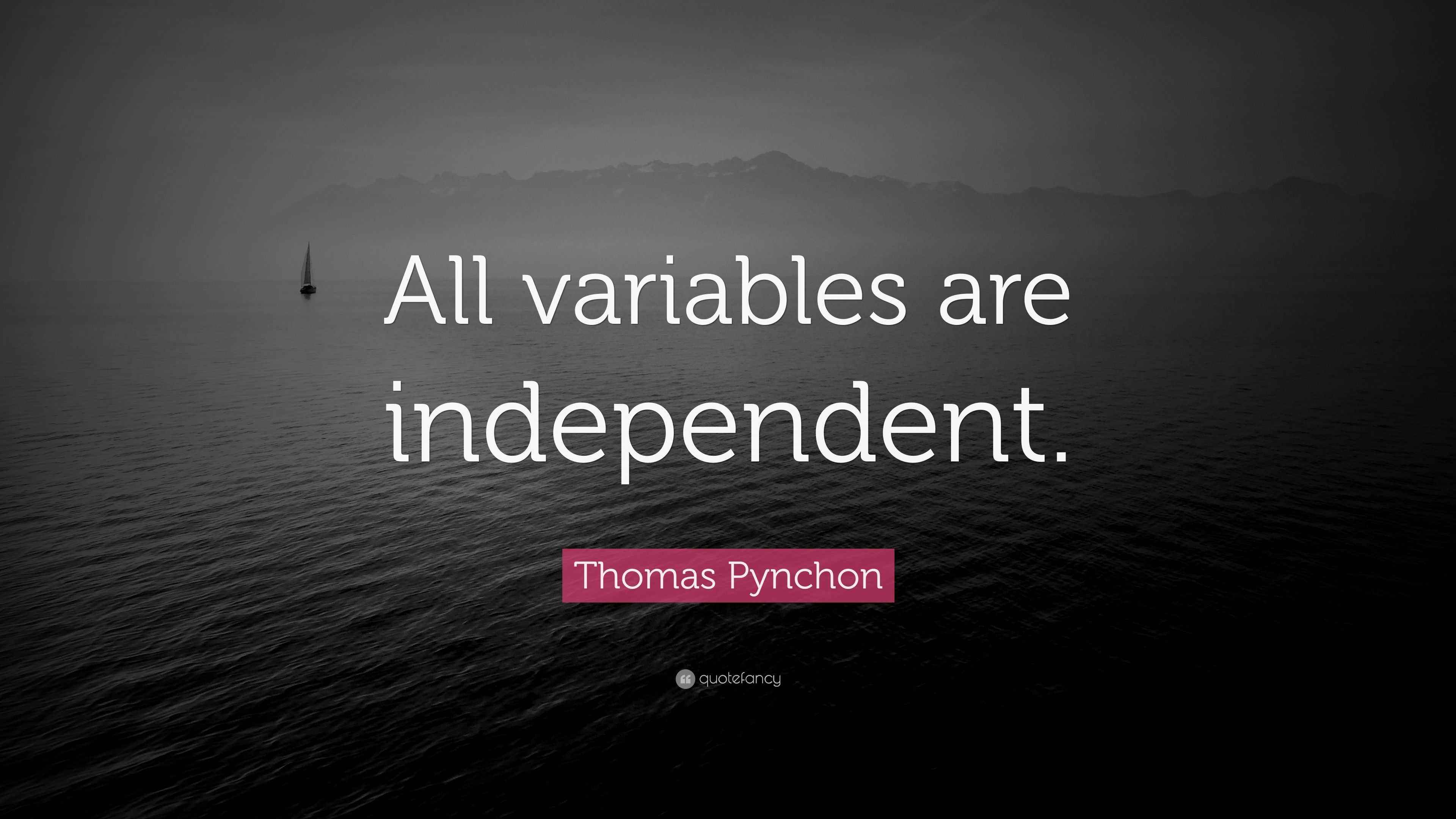 Thomas Pynchon Quote: “All variables are independent.”