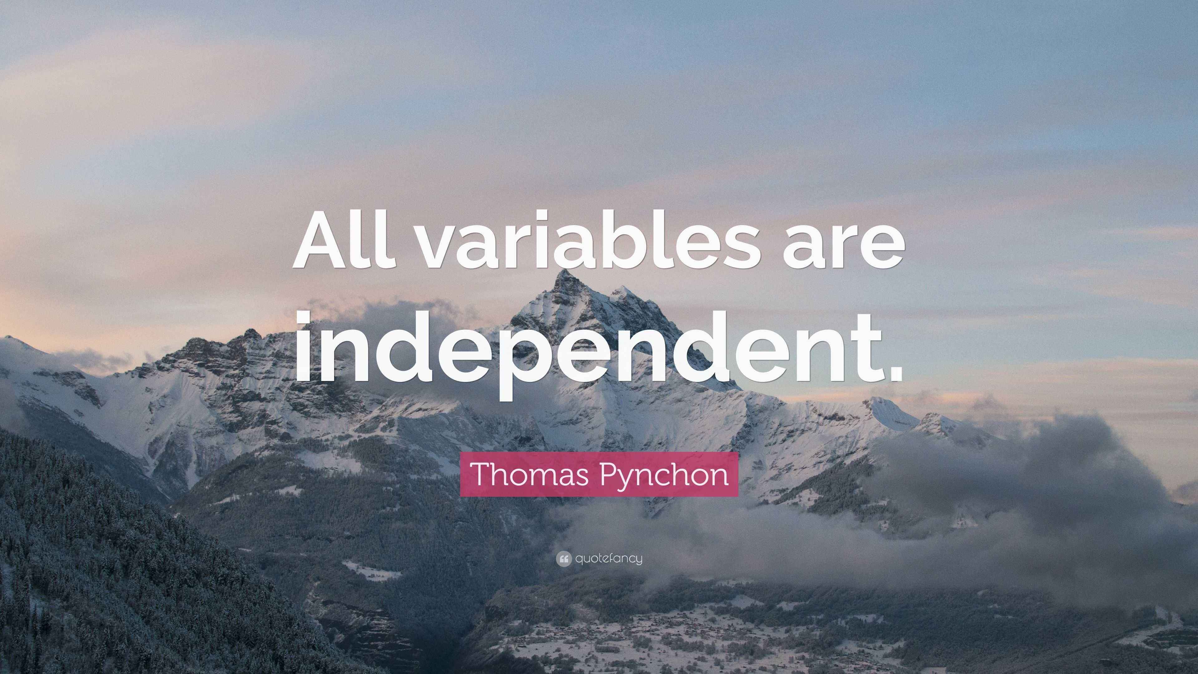 Thomas Pynchon Quote: “All variables are independent.”