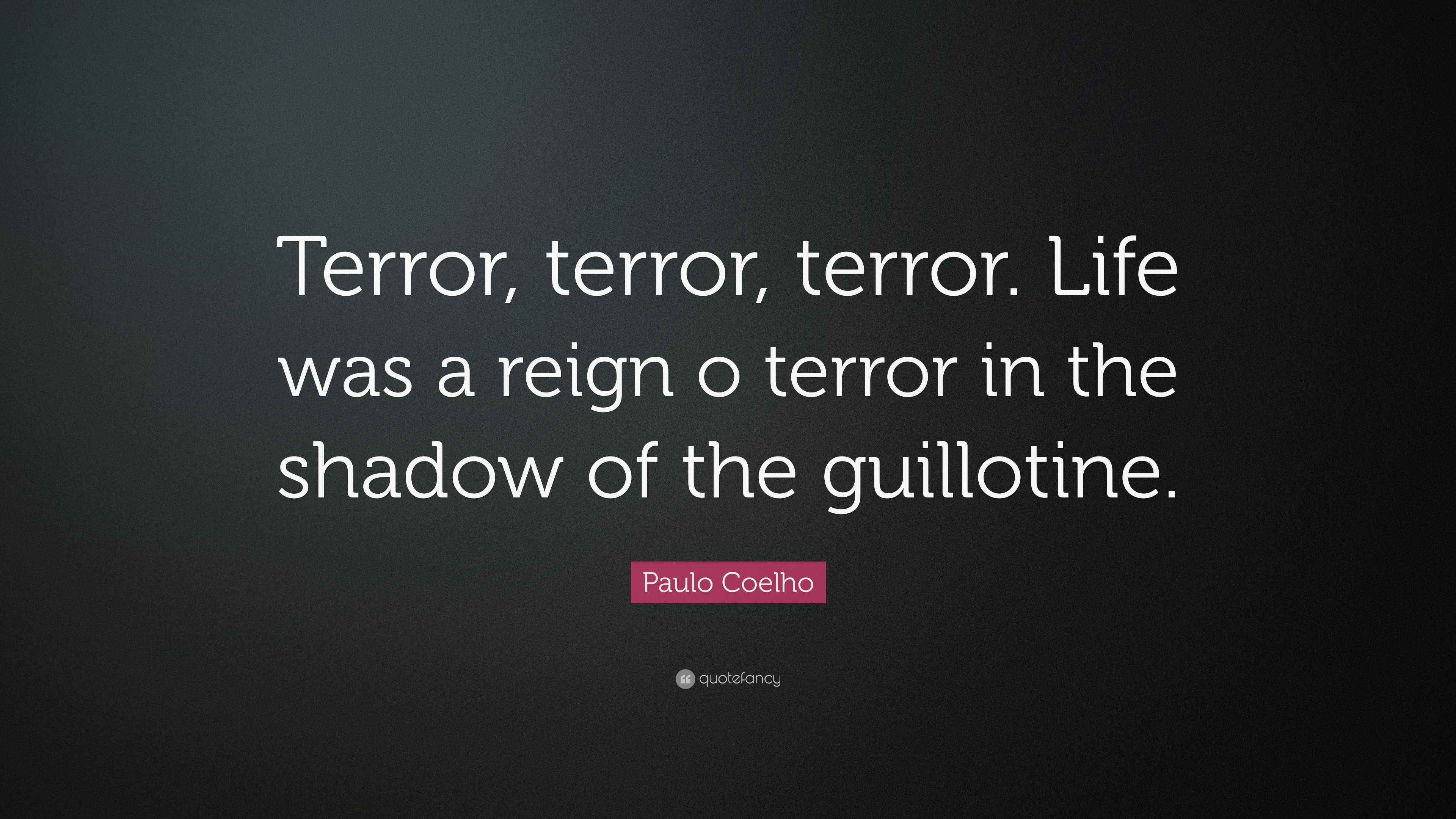 Paulo Coelho Quote: “Terror, terror, terror. Life was a reign o terror ...