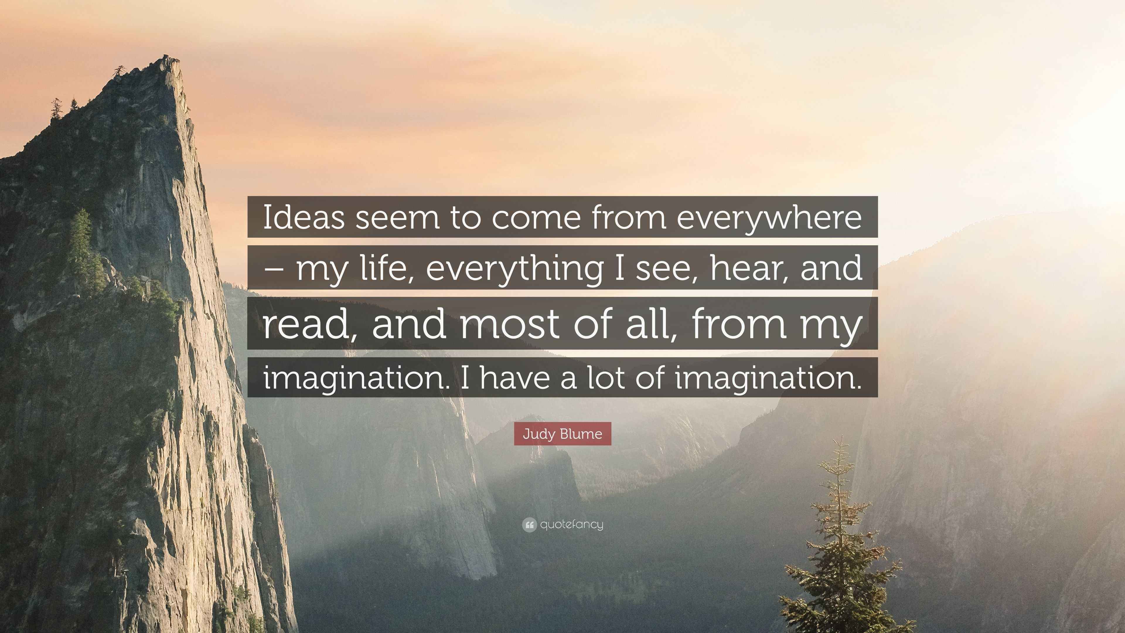 Judy Blume Quote: “Ideas seem to come from everywhere – my life ...