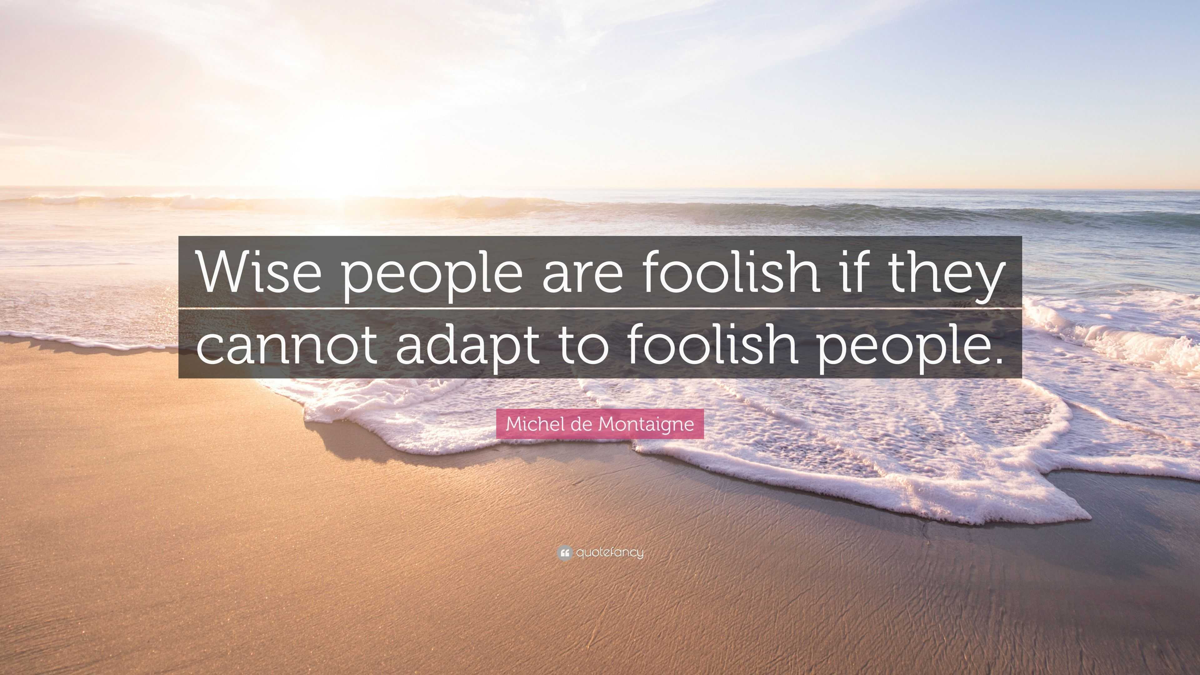 Michel de Montaigne Quote: “Wise people are foolish if they cannot ...