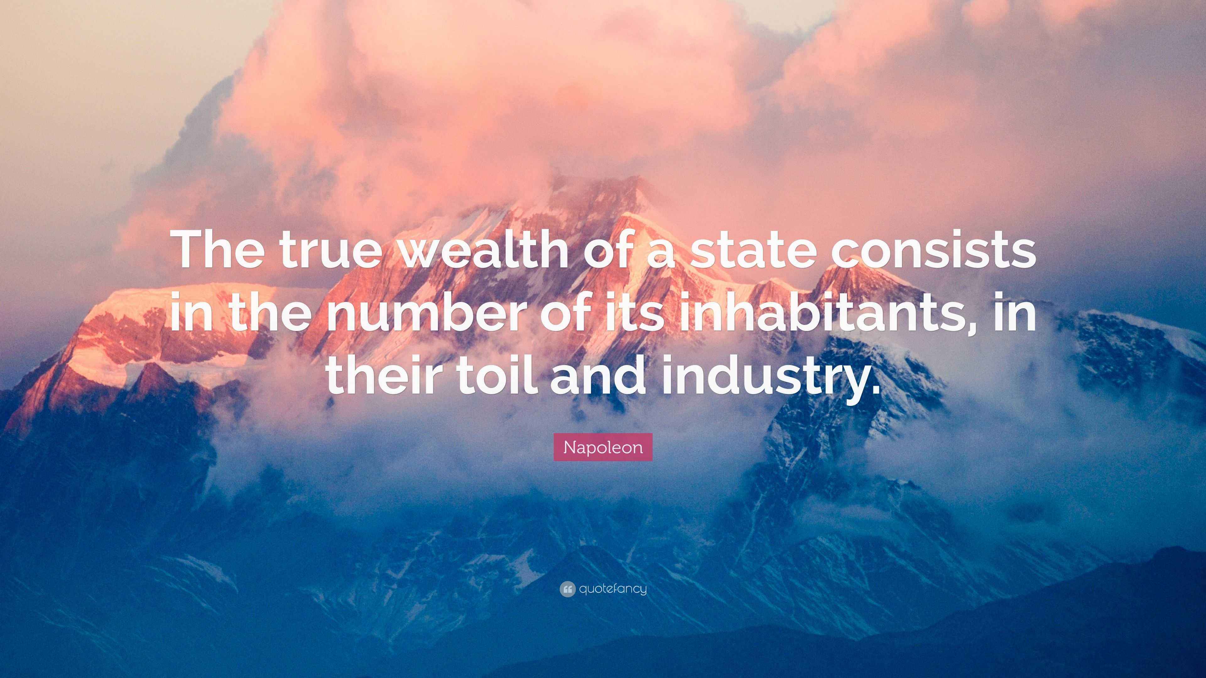 Napoleon Quote: “The true wealth of a state consists in the number of ...