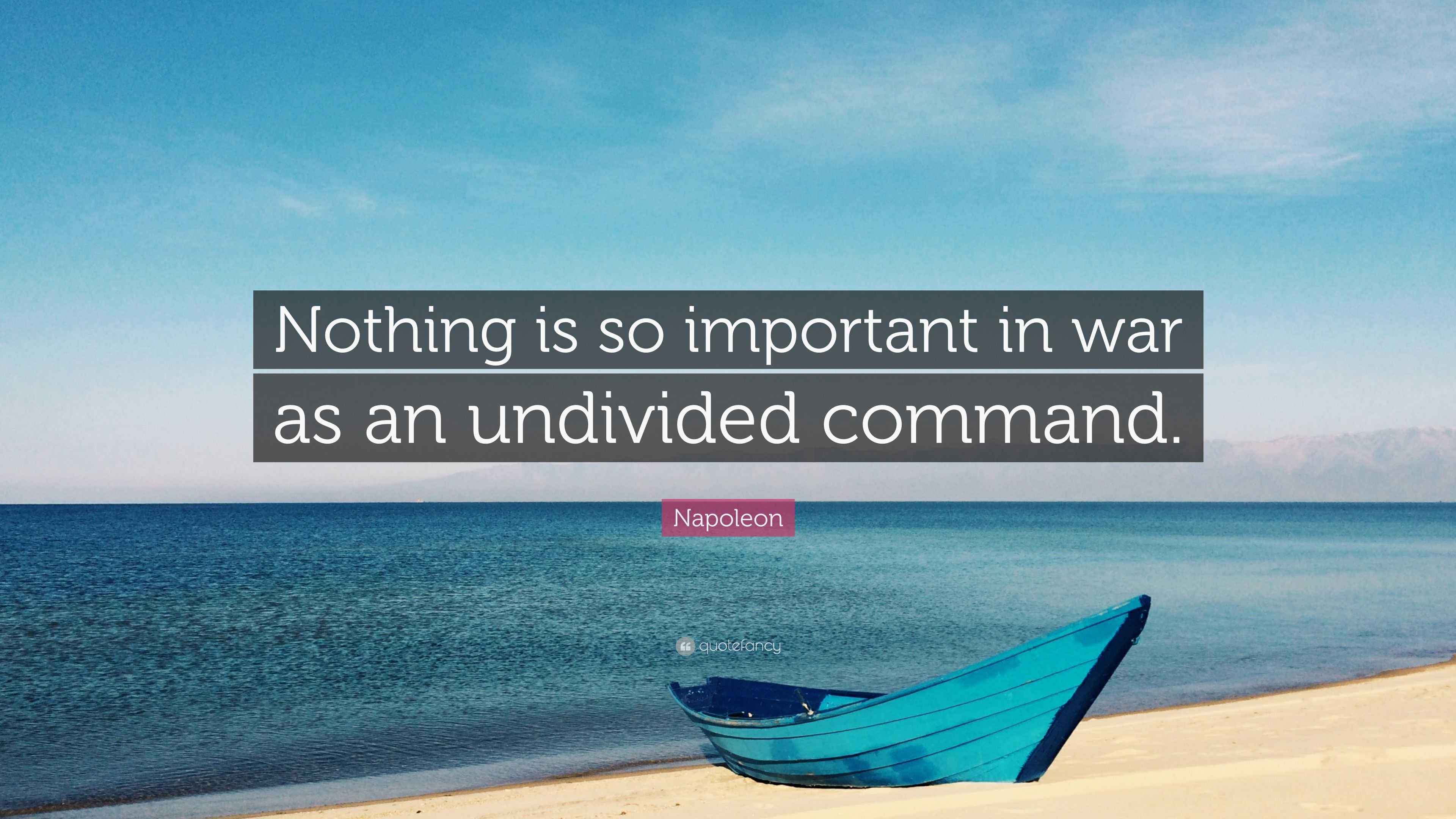 Napoleon Quote: “Nothing is so important in war as an undivided command.”