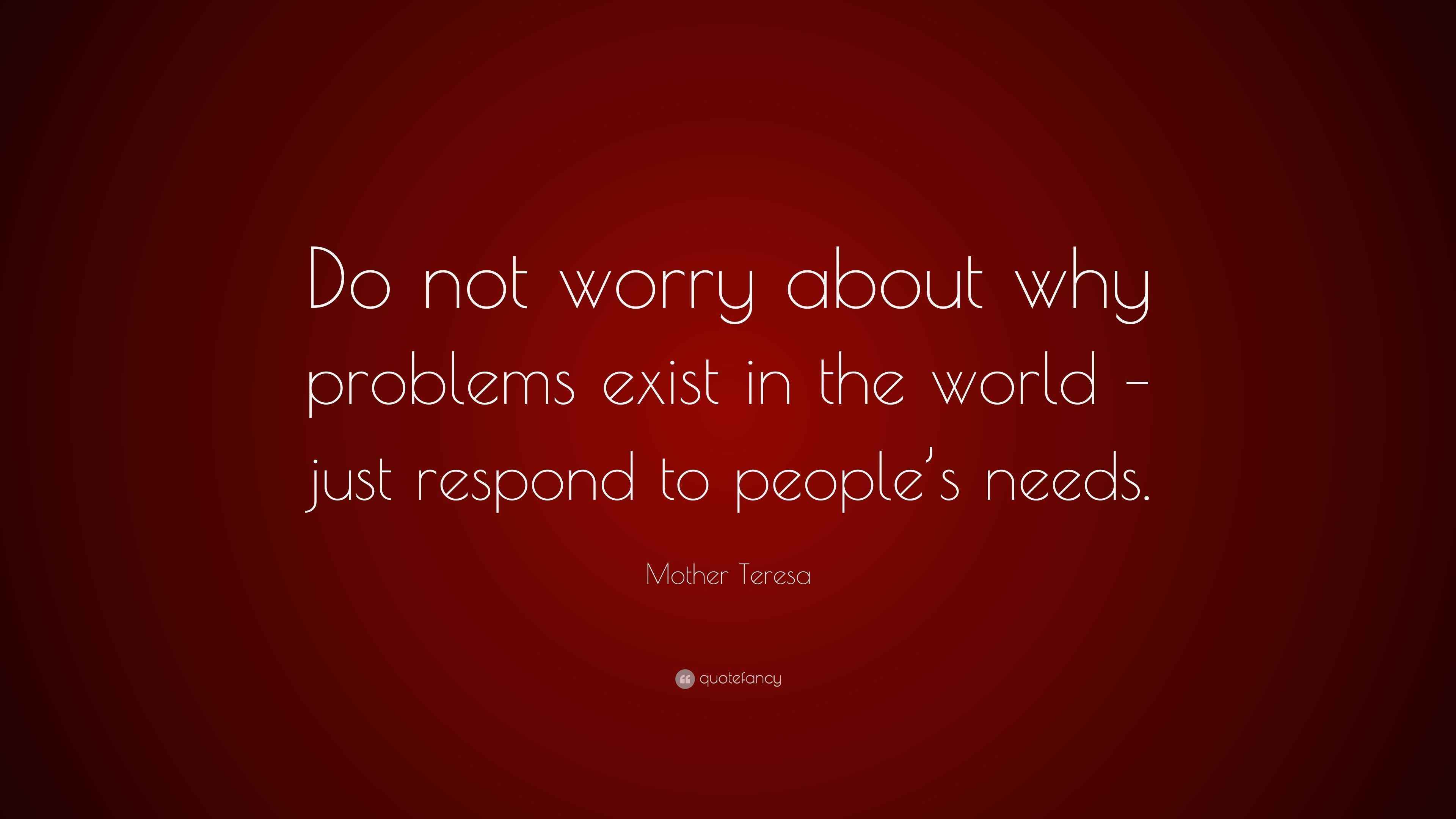 Mother Teresa Quote: “Do not worry about why problems exist in the ...