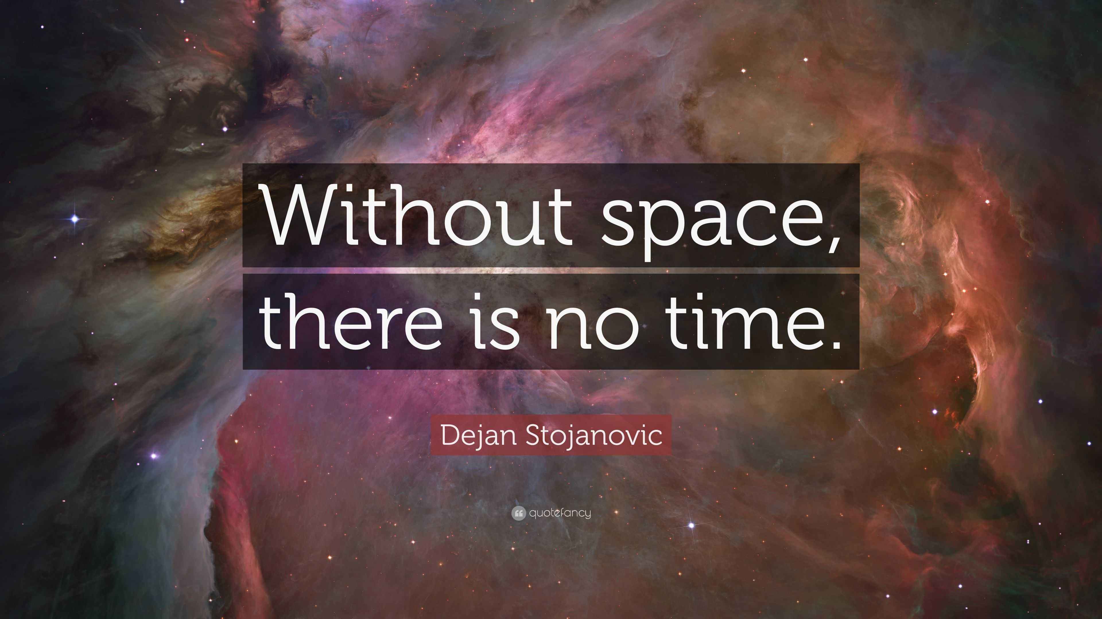 Dejan Stojanovic Quote: “Without space, there is no time.”