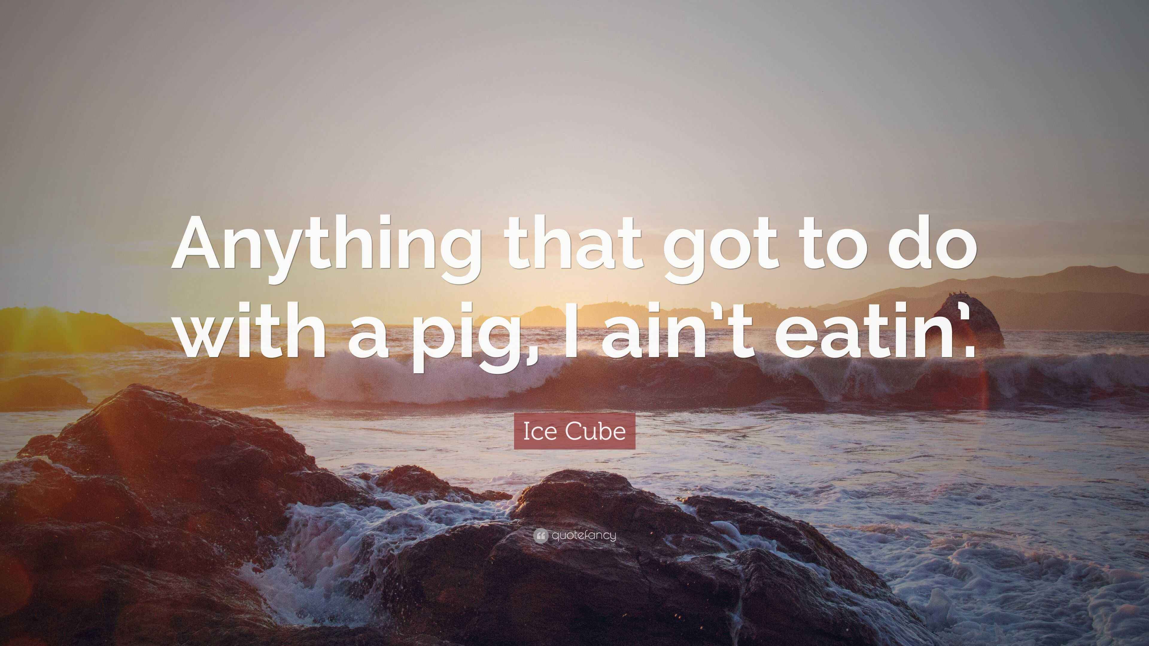 Ice Cube Quote: “Anything that got to do with a pig, I ain’t eatin’.”