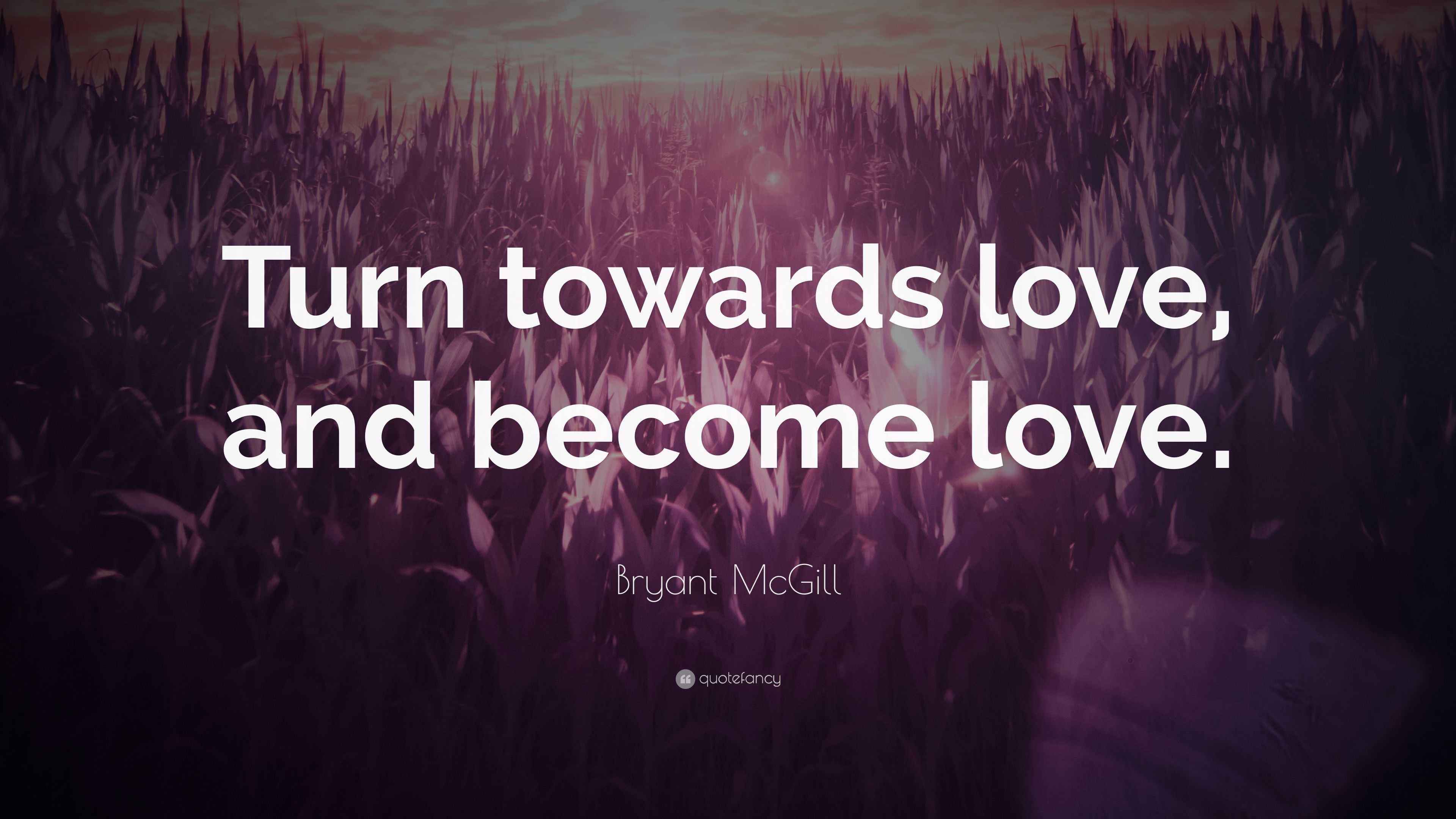 Bryant McGill Quote: “Turn towards love, and become love.”