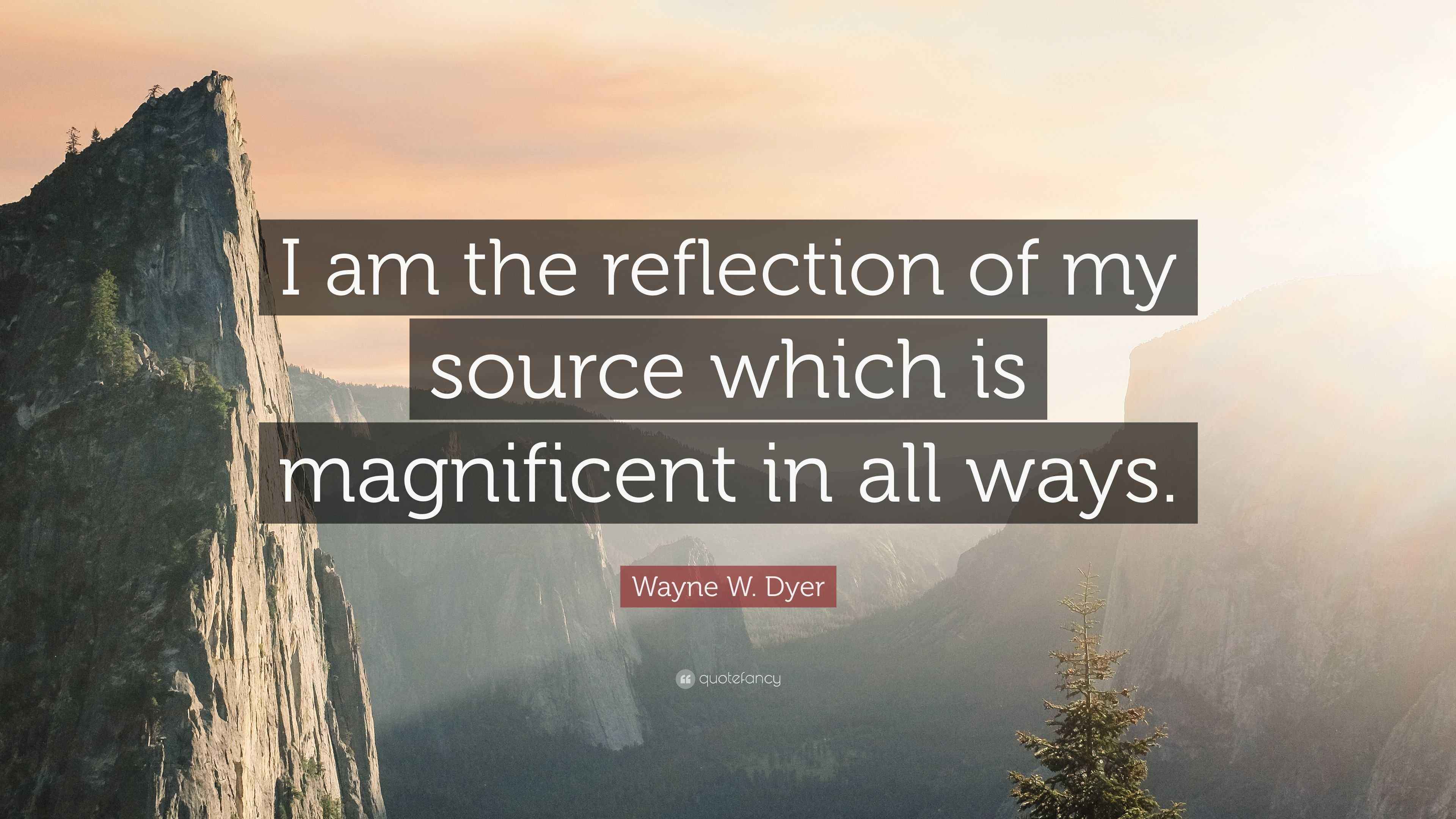 Wayne W. Dyer Quote: “I am the reflection of my source which is ...