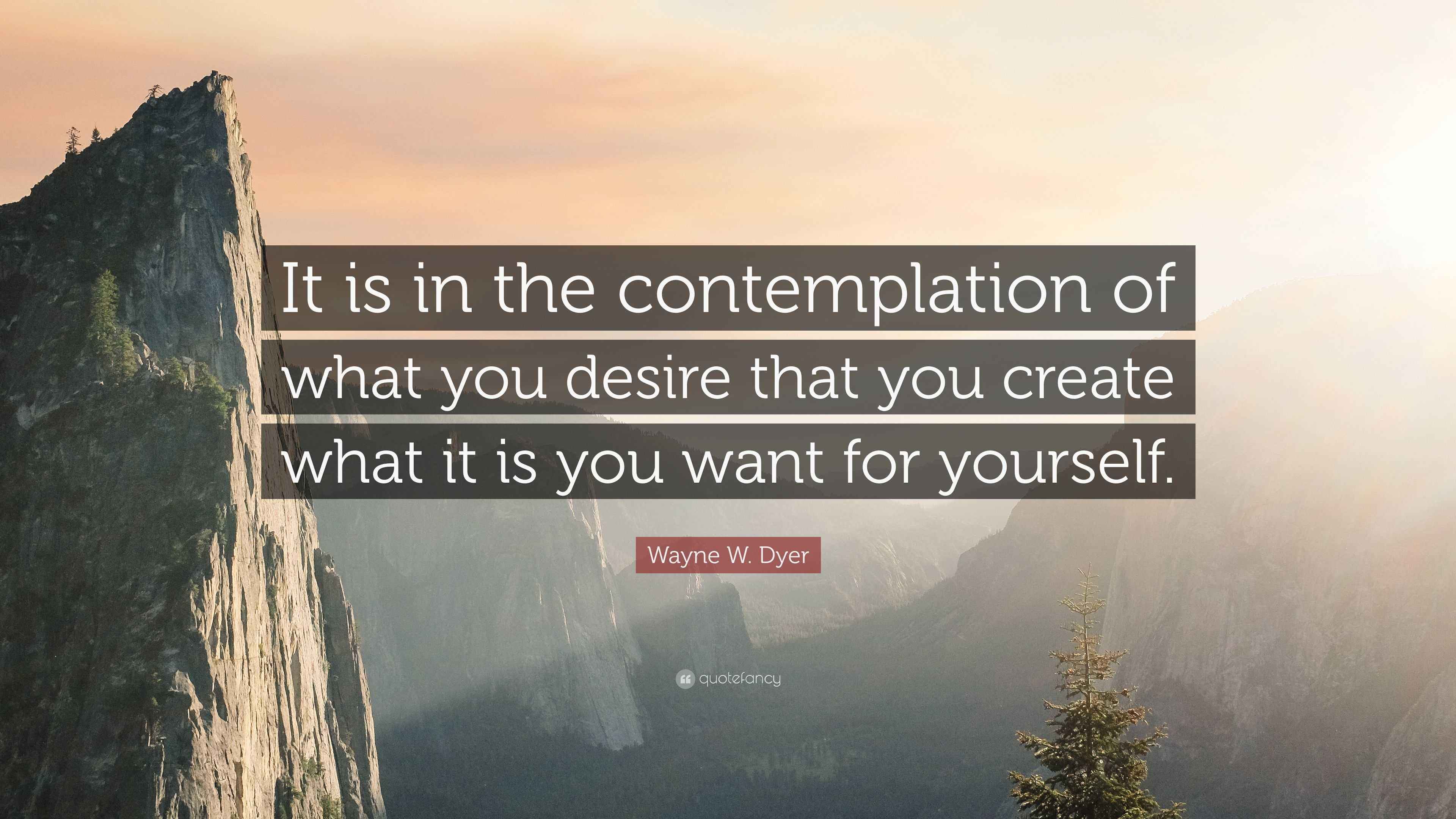 Wayne W. Dyer Quote: “It is in the contemplation of what you desire ...