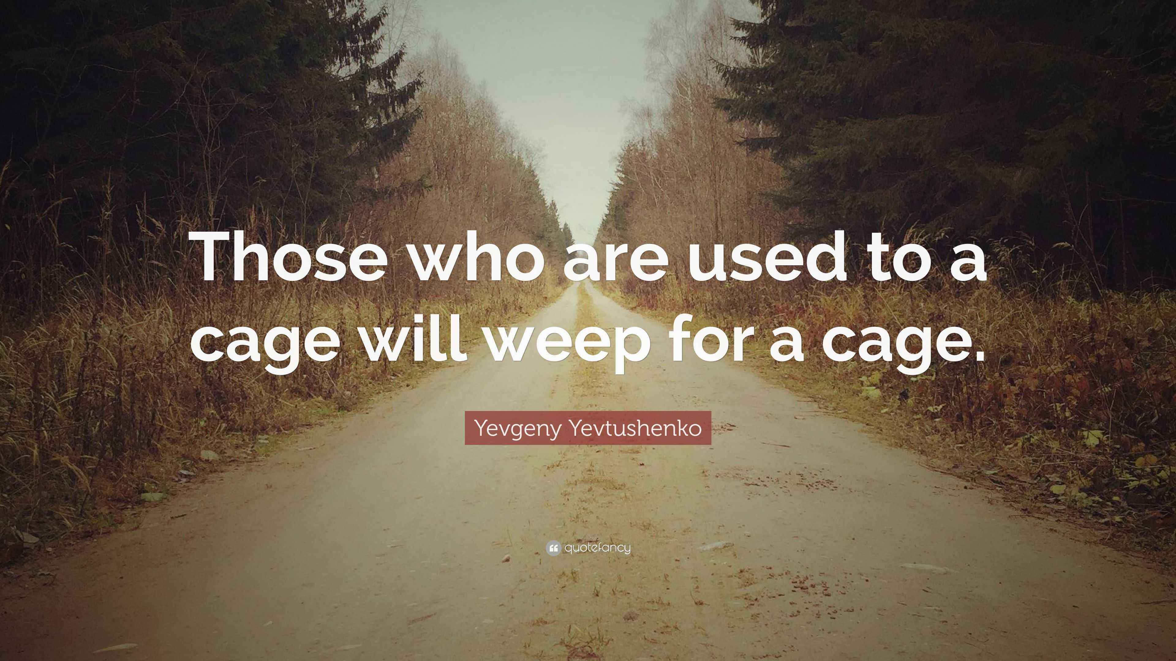 Yevgeny Yevtushenko Quote: “Those who are used to a cage will weep for ...
