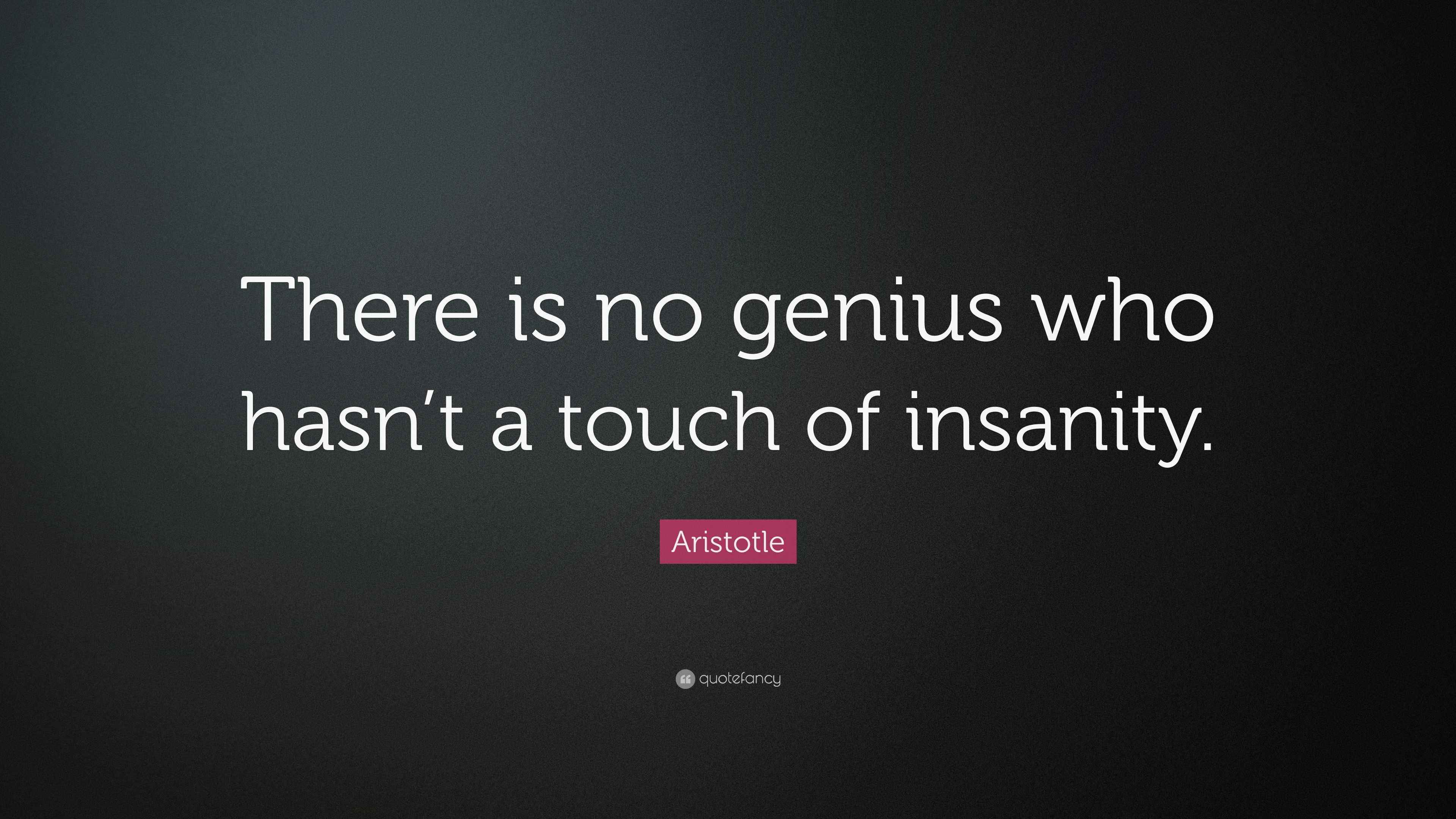 Aristotle Quote: “There is no genius who hasn’t a touch of insanity.”