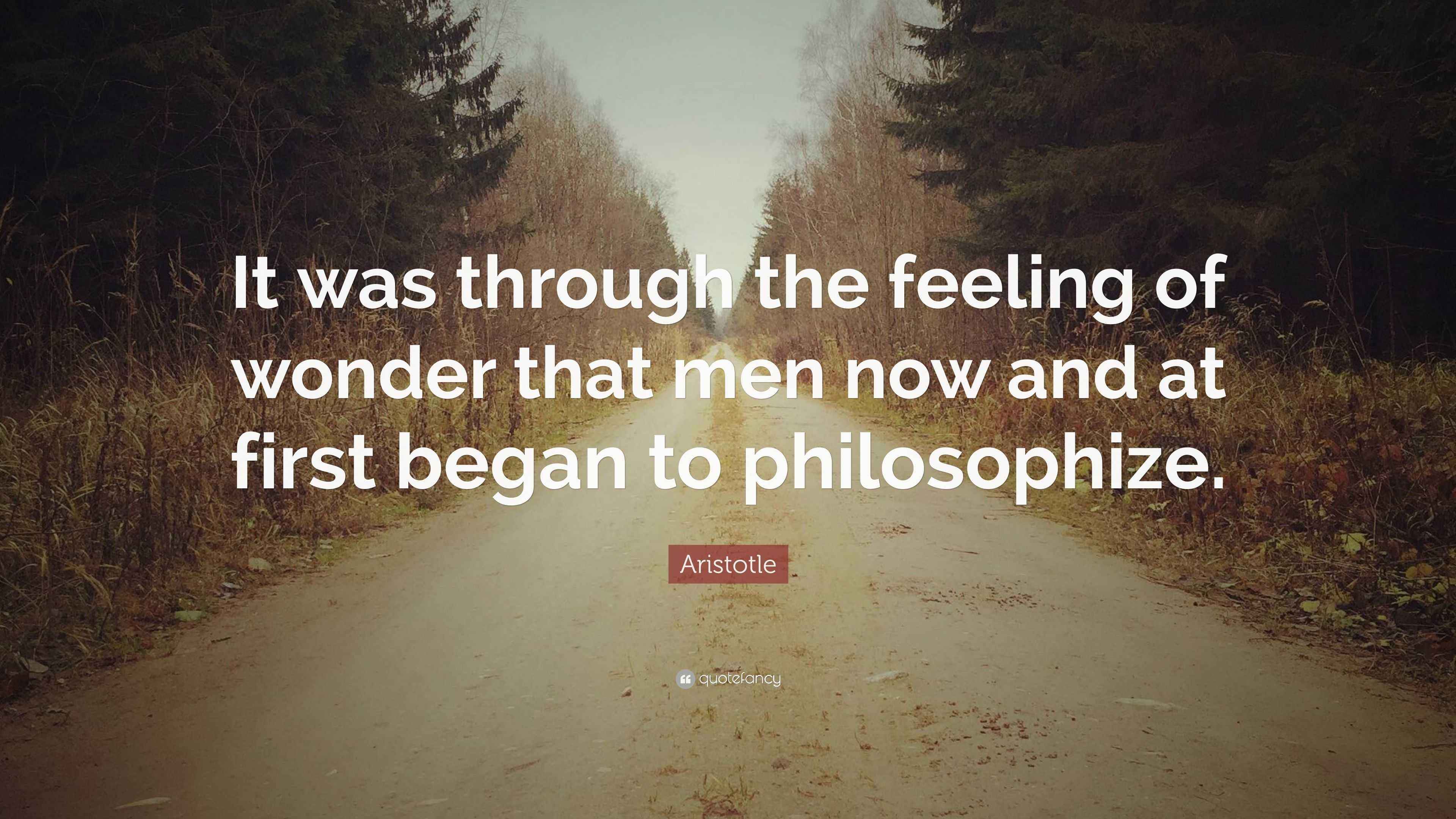 Aristotle Quote: “It was through the feeling of wonder that men now and ...