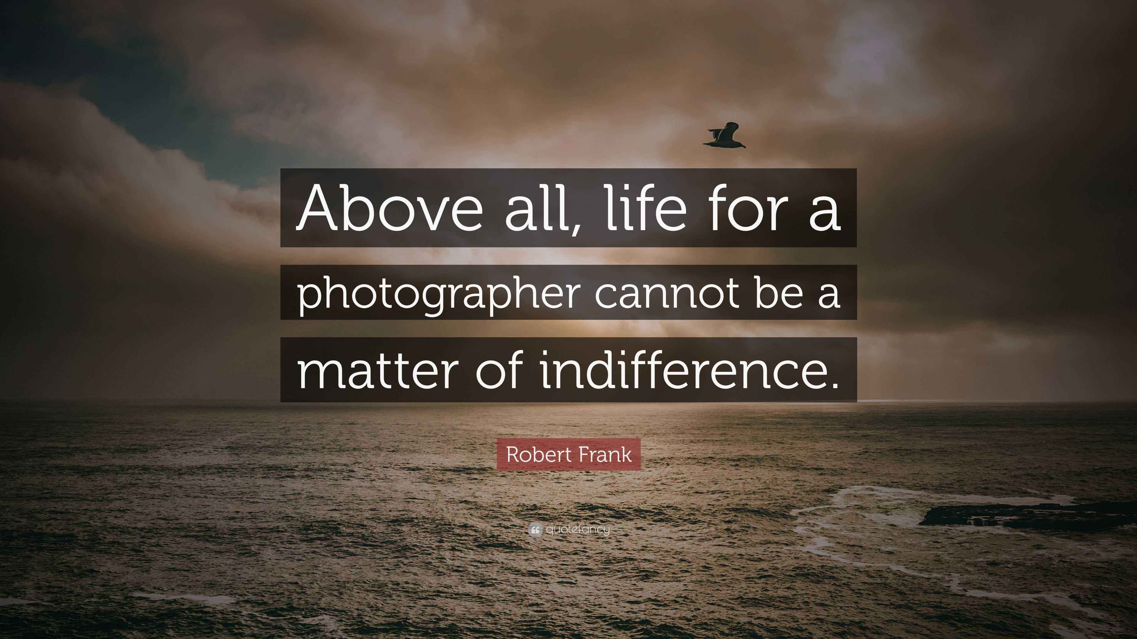 Robert Frank Quote: “Above all, life for a photographer cannot be a ...