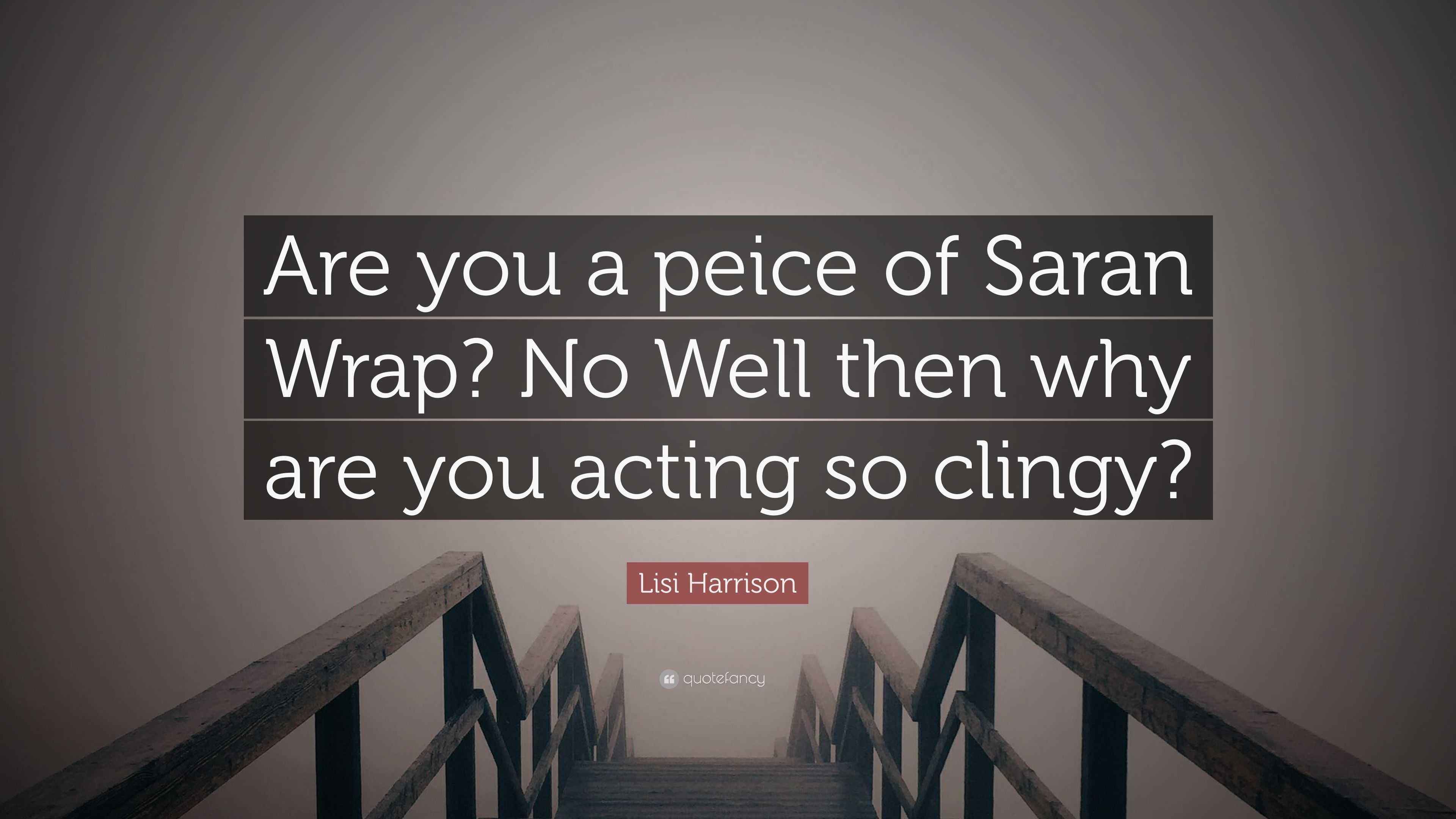 Lisi Harrison Quote: “Are you a peice of Saran Wrap? No Well then why ...