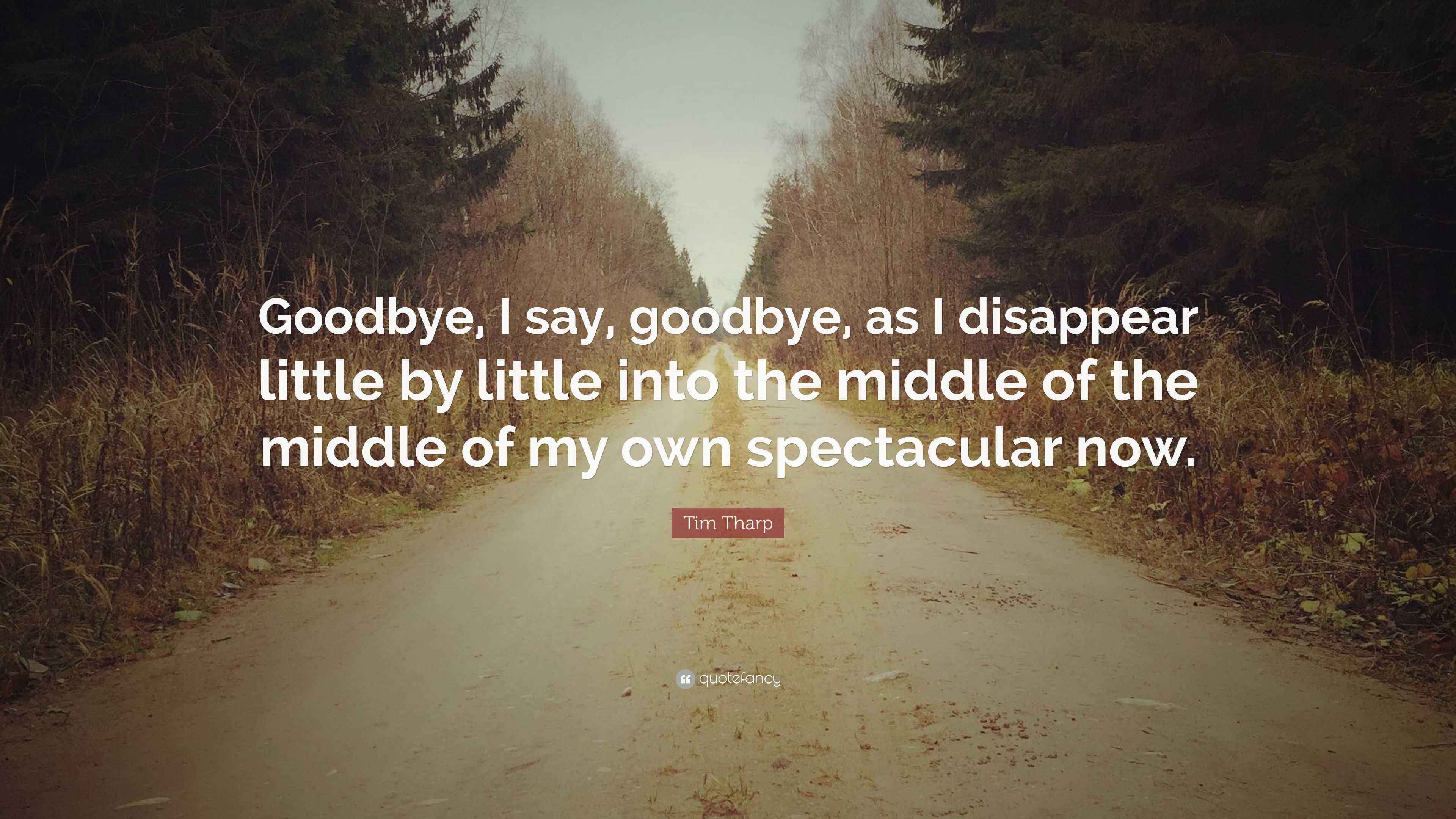 Tim Tharp Quote: “Goodbye, I say, goodbye, as I disappear little by ...